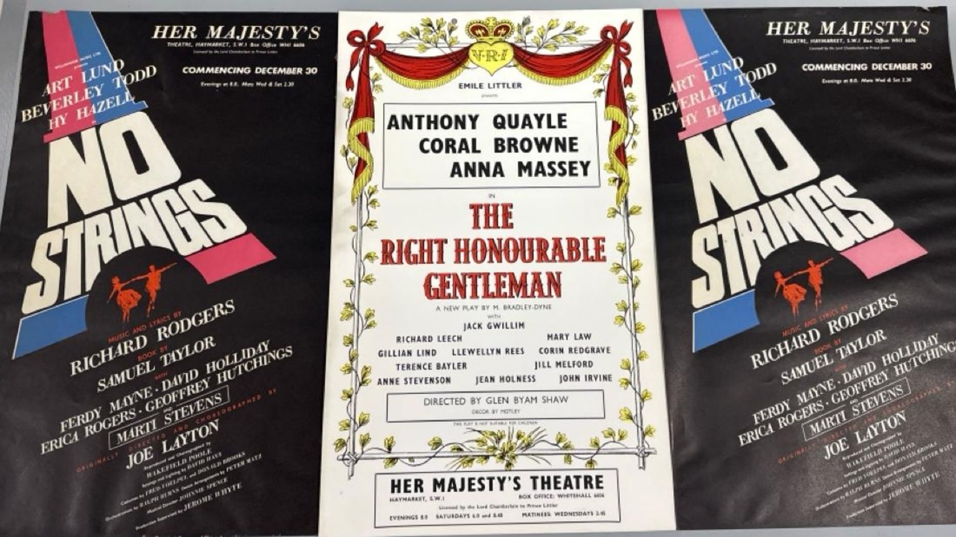 Vintage Theatre Posters of No Strings x2 and The Right Honourable ...