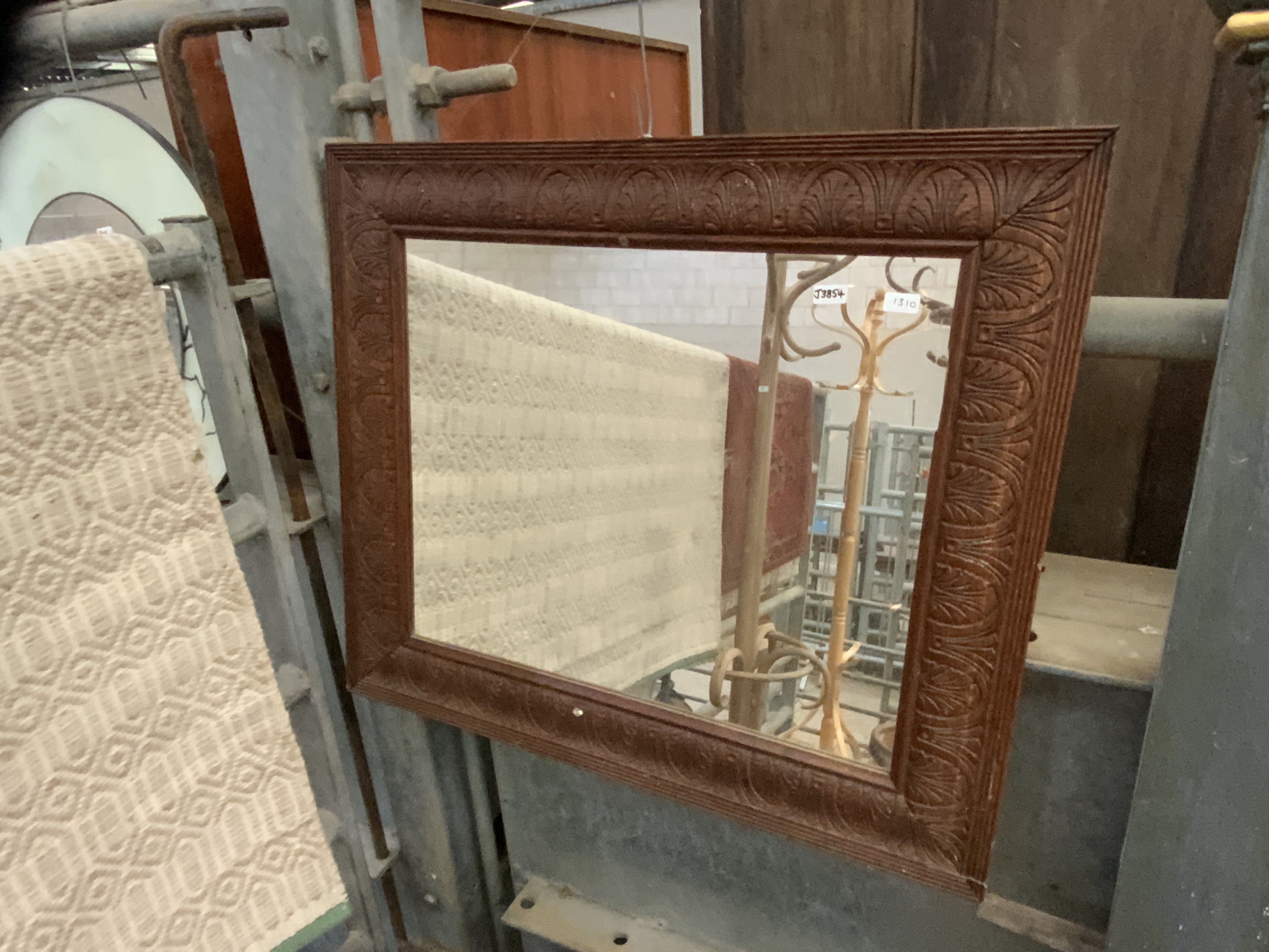 WOODEN SURROND MIRROR. 75x64CM
