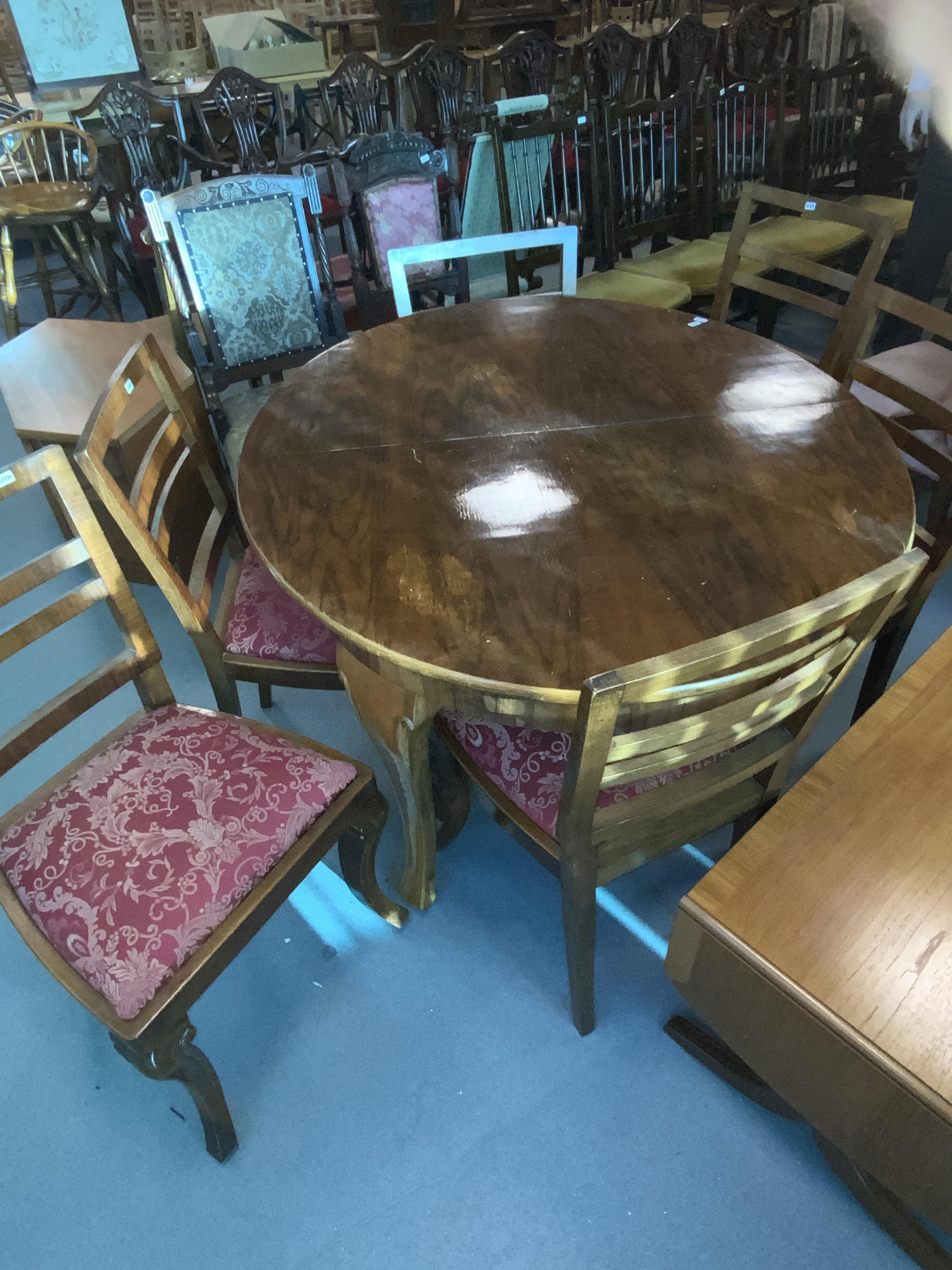 CONTINENTAL WALNUT TABLE & 6 CHAIRS CONTINENTAL WALNUT EXTENDING DINING ...