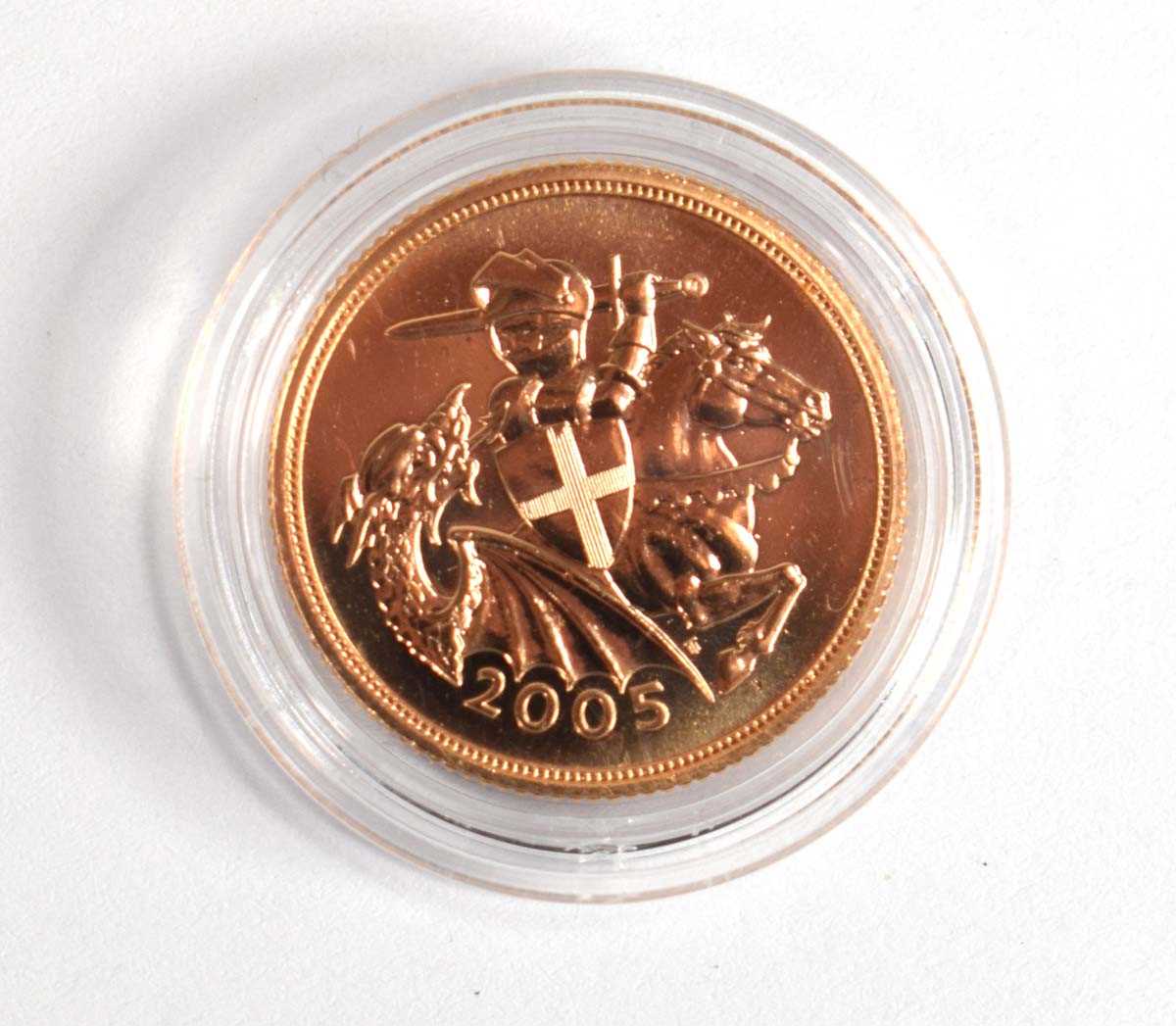 A full gold sovereign dated 2005, contemporary design