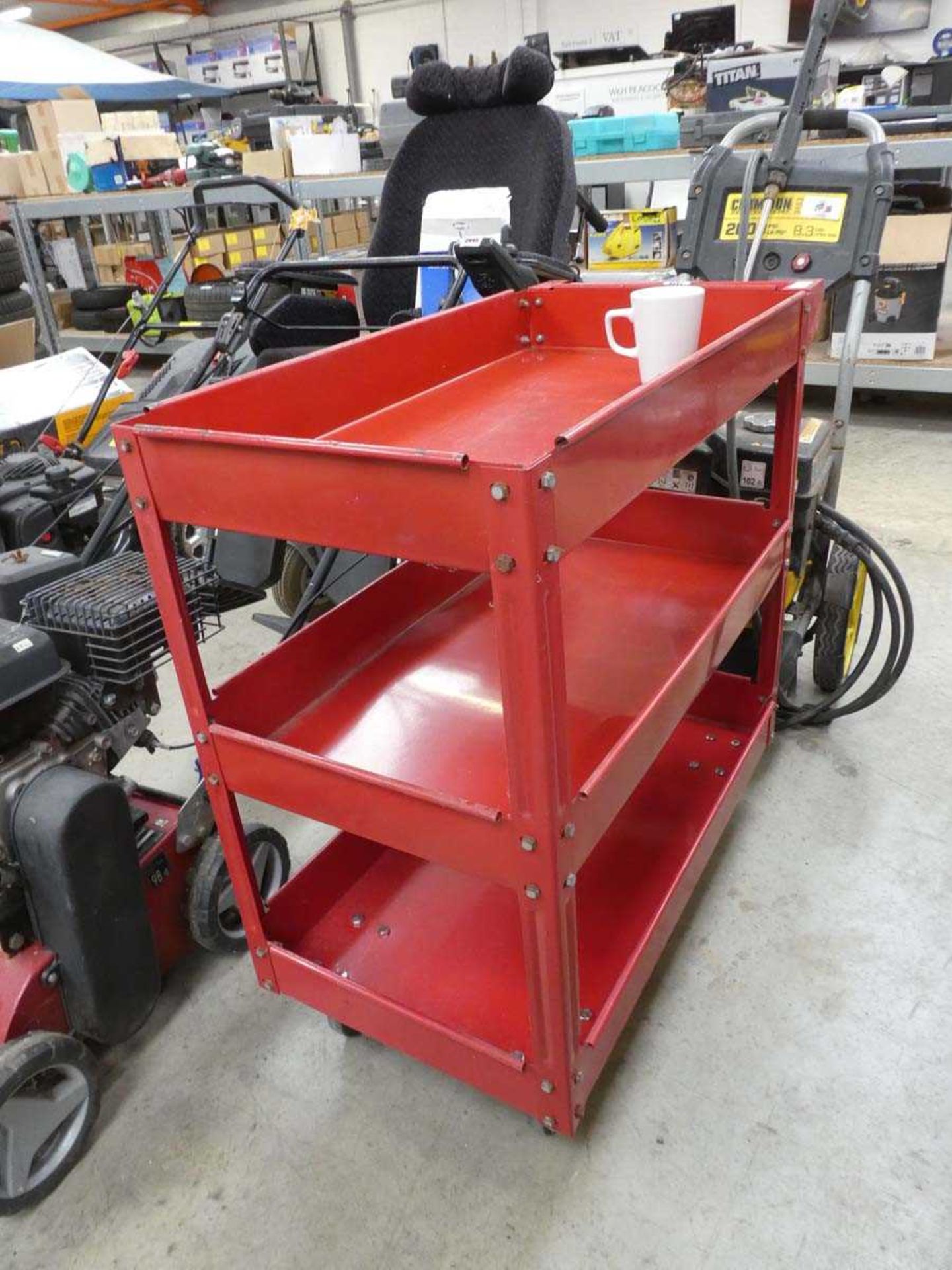Red mechanics work trolley