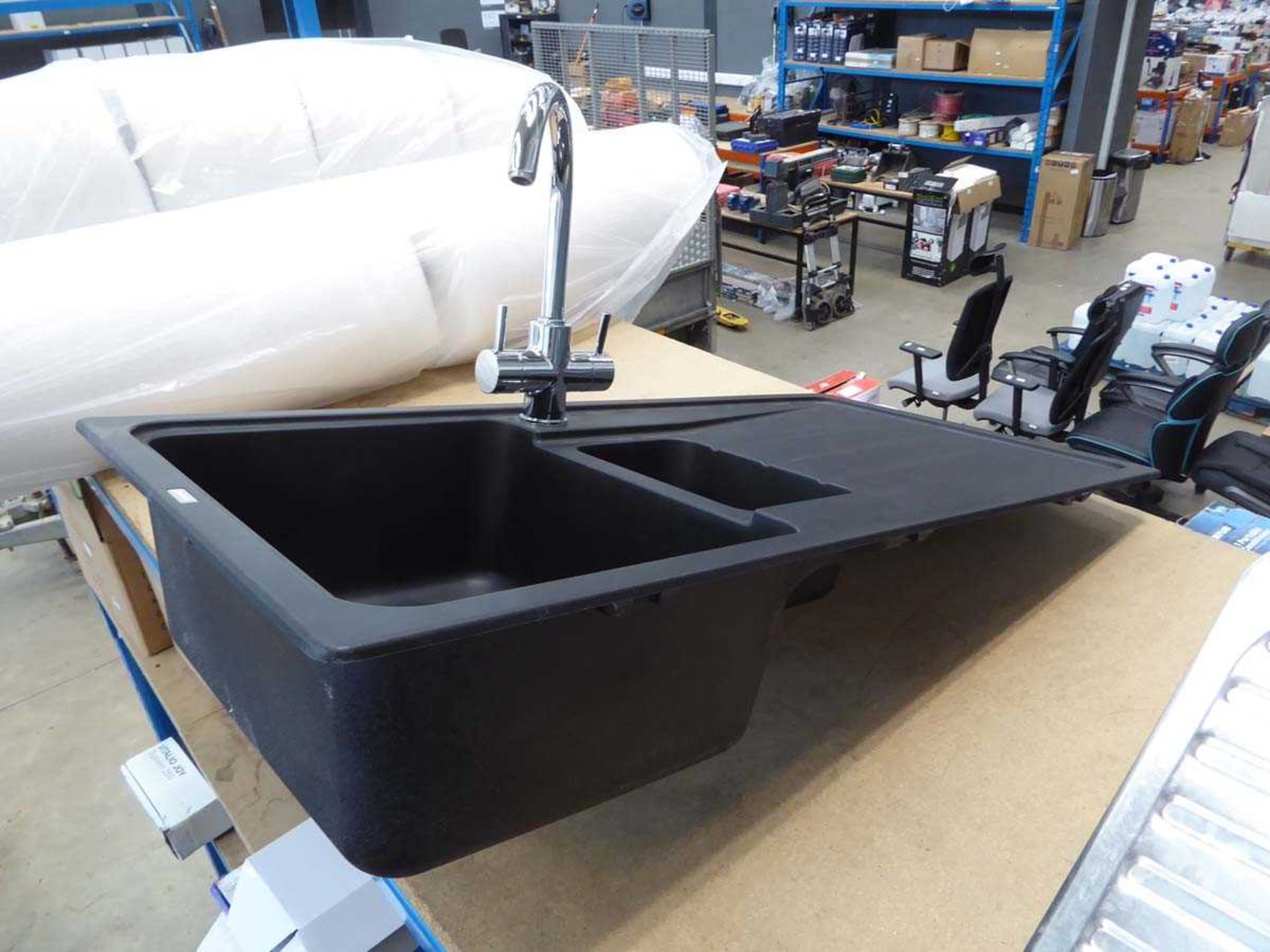 +VAT Blanco 1.5 bowl kitchen sink with draining board and chrome ...