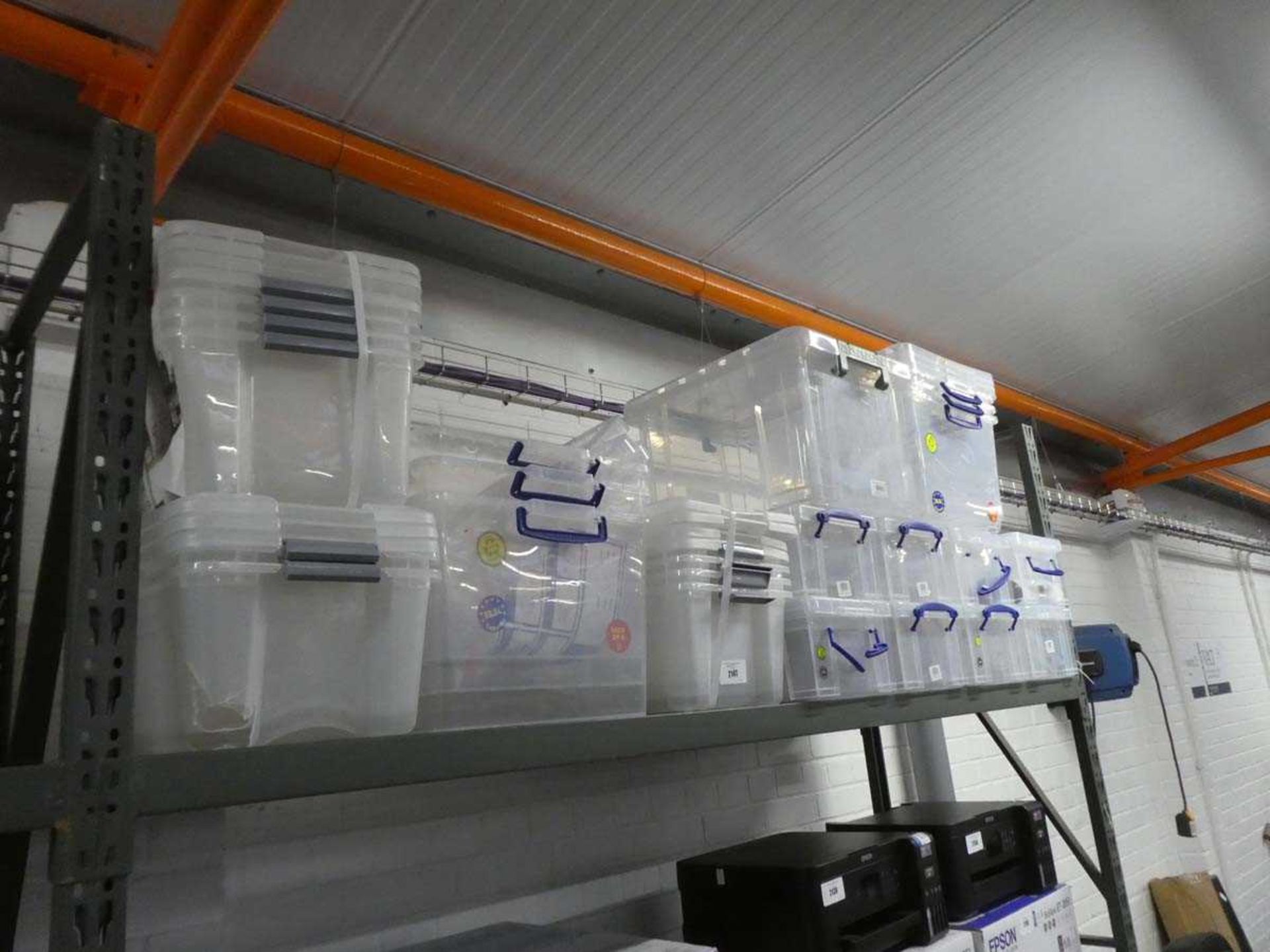 +VAT Shelf containing a large quantity of various sized clear plastic ...