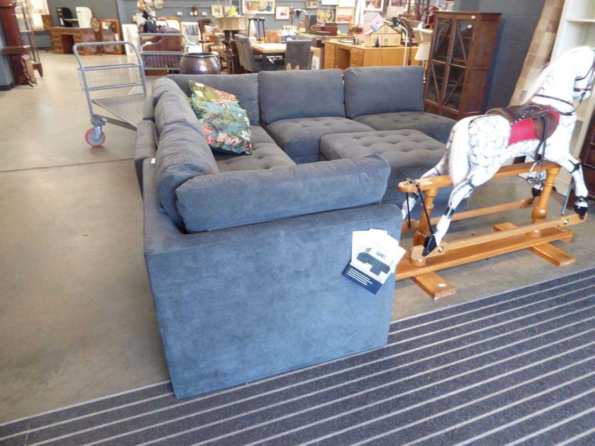 +VAT Grey fabric modular six piece corner suite to include a footstool