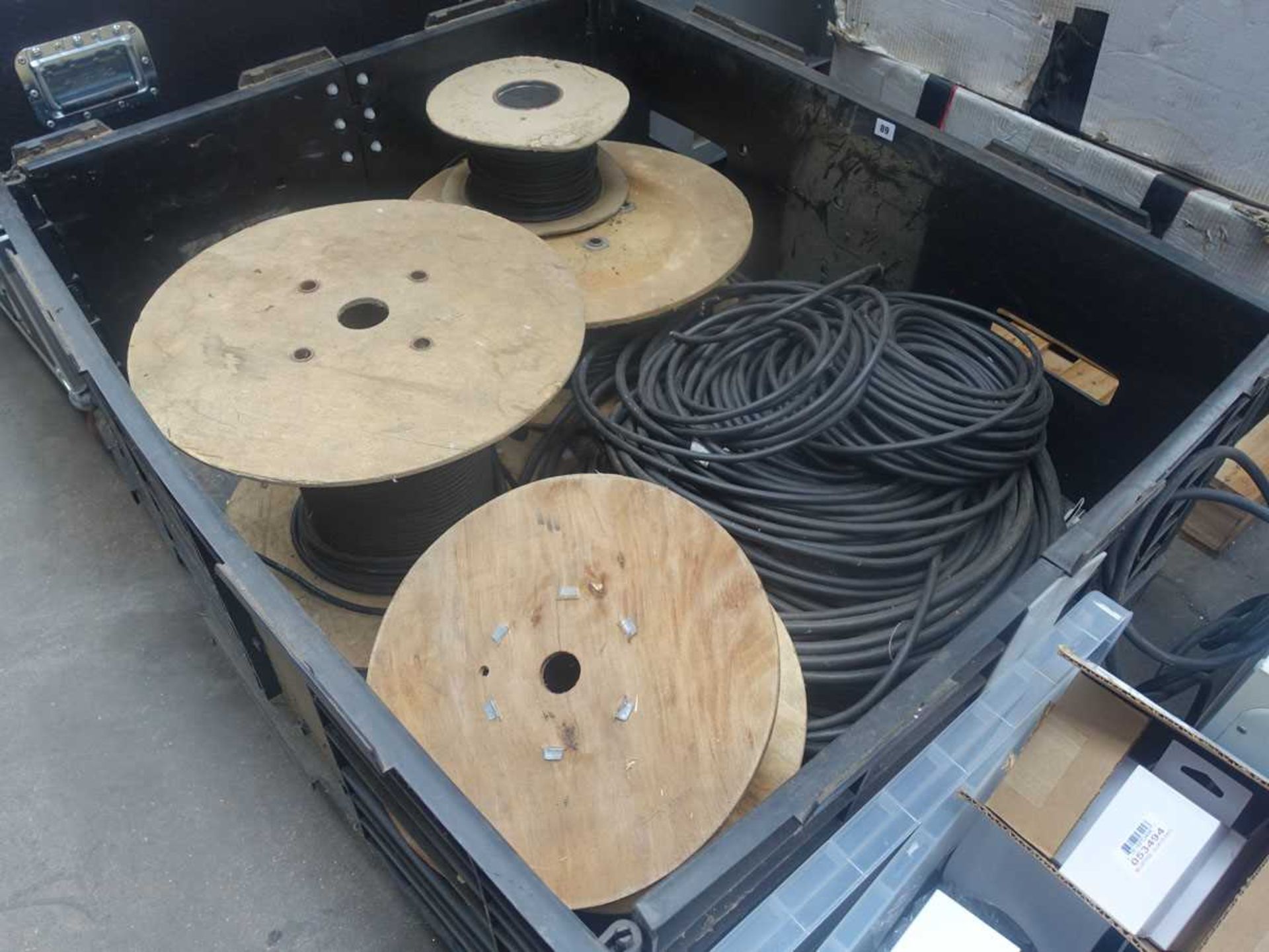 Large plastic pallet box containing heavy duty electrical cable