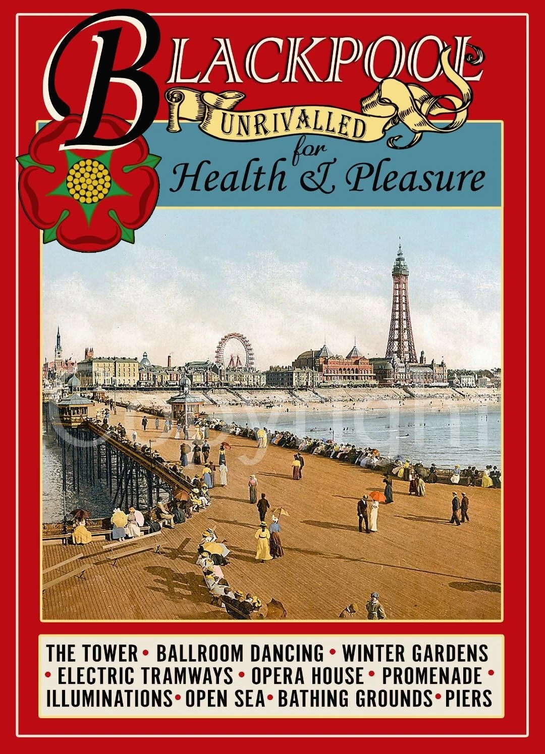 Title: Welcome To Blackpool Beach Victorian Style Holiday Poster Metal ...