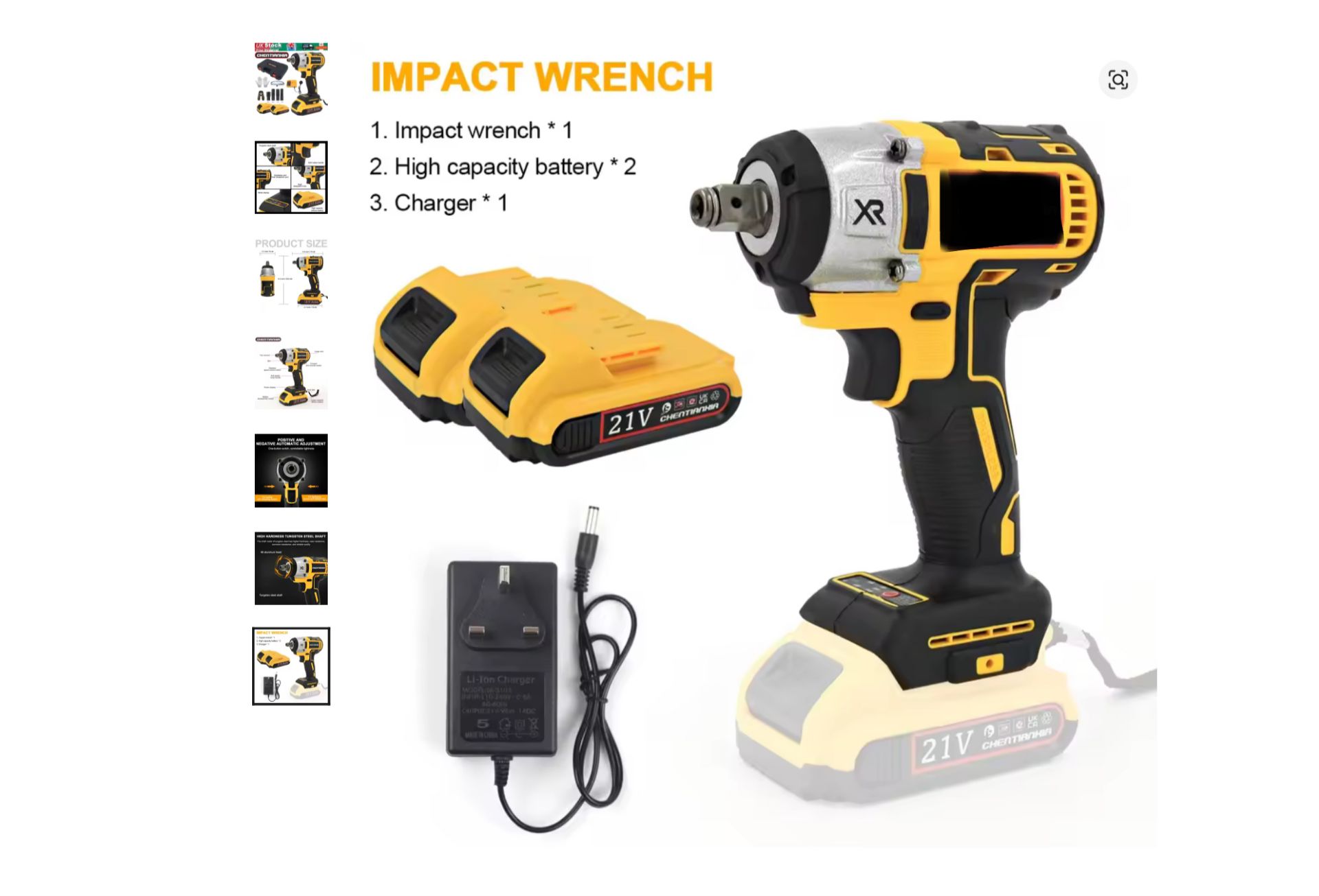 Title: 21V Cordless Electric Impact Wrench 1/2" Drive 1000Nm Brushless ...