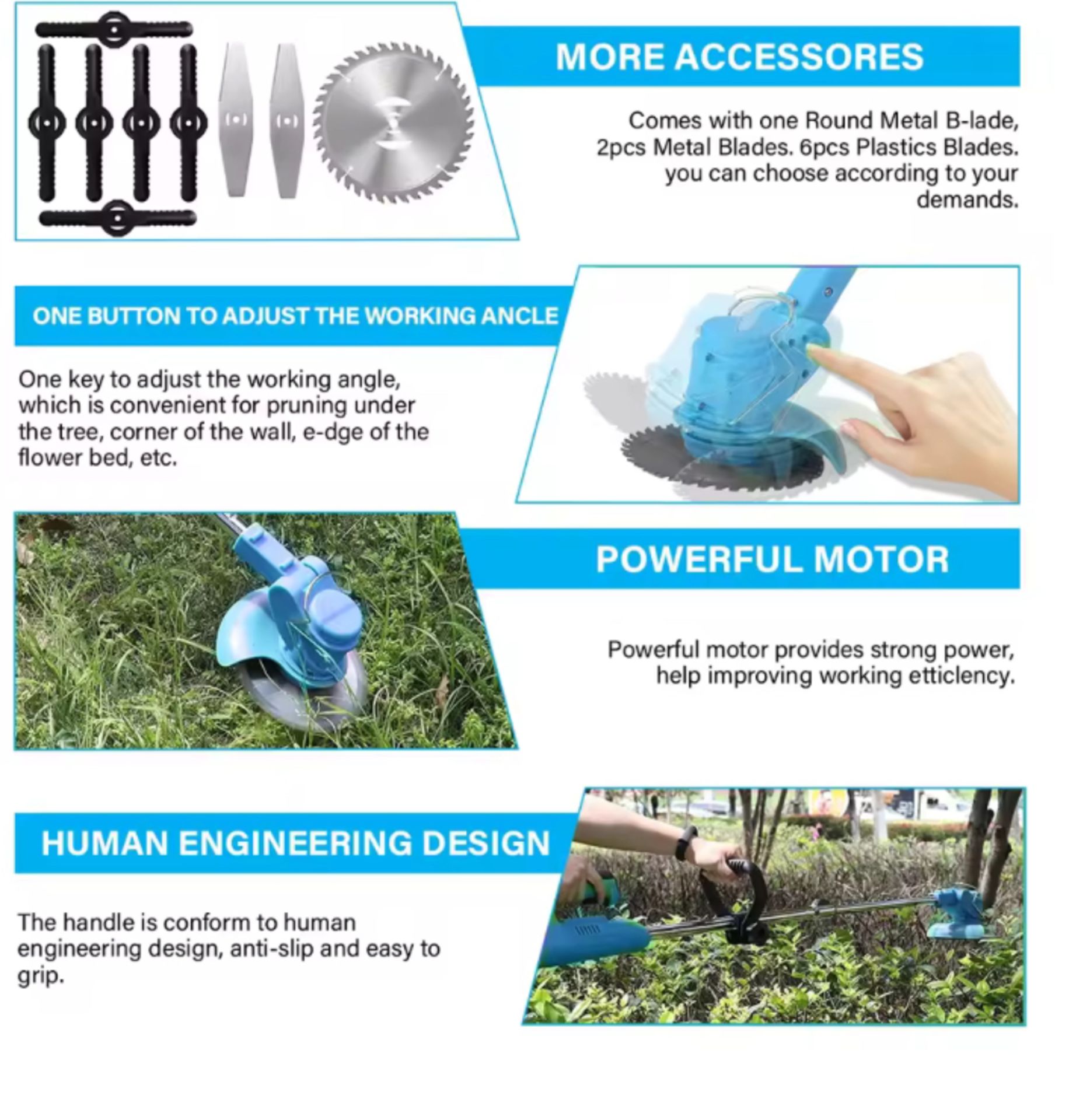 Title: 21V Cordless Grass Trimmer Electric Strimmer Garden Edger With ...