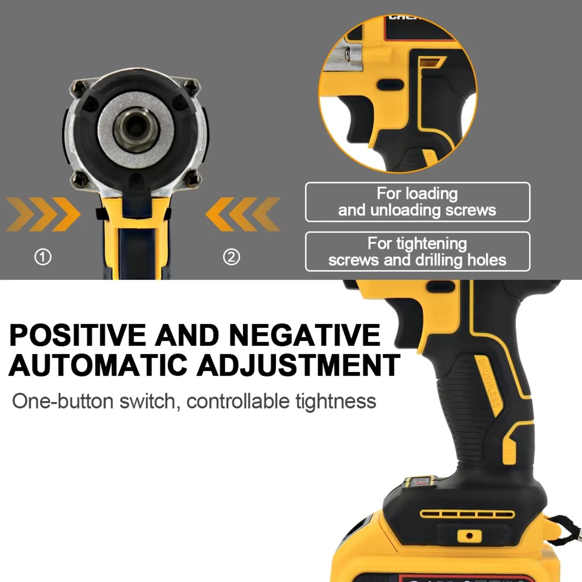 Title: 21V Cordless Electric Impact Wrench 1/2" Drive 1000Nm Brushless ...