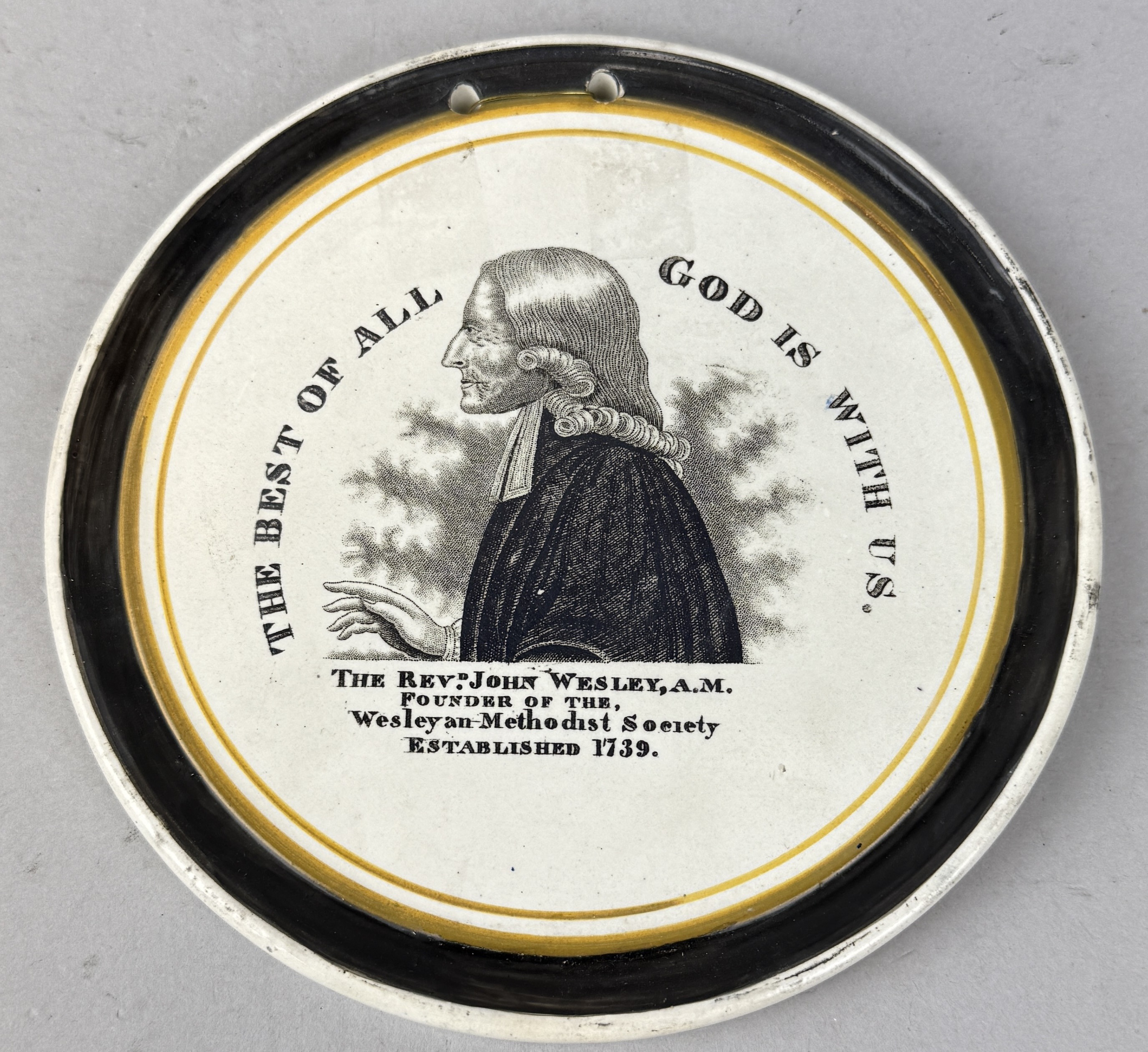 STAFFORDSHIRE, JOHN WESLEY, PLAQUE, ATTRIBUTED TO SHERIFF HILL ...