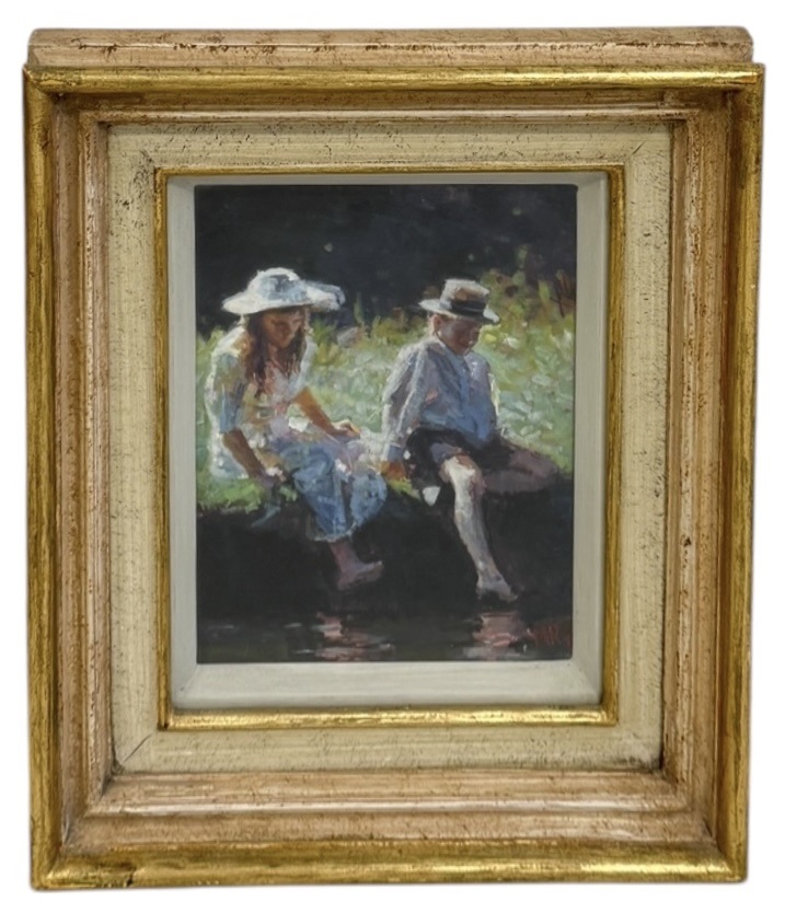 MARK ROWBOTHAM (BRITISH, B. 1959): AN OIL PAINTING DEPICTING TWO ...