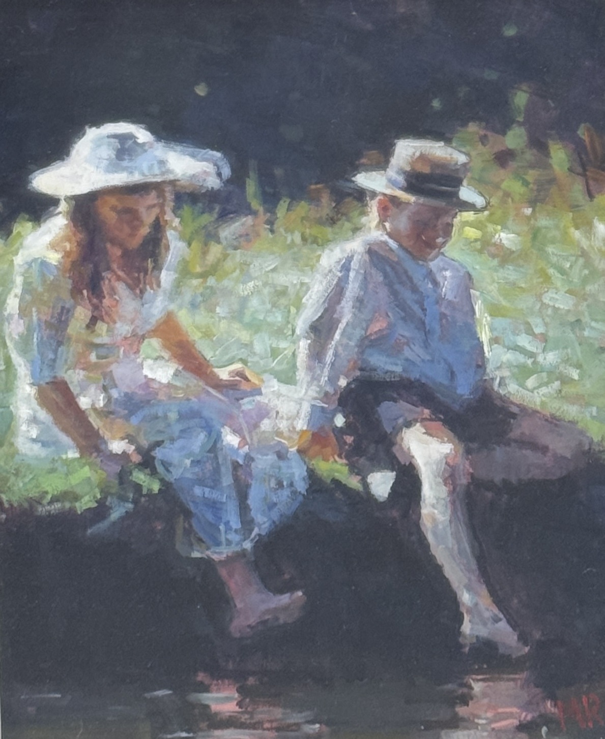 MARK ROWBOTHAM (BRITISH, B. 1959): AN OIL PAINTING DEPICTING TWO ...