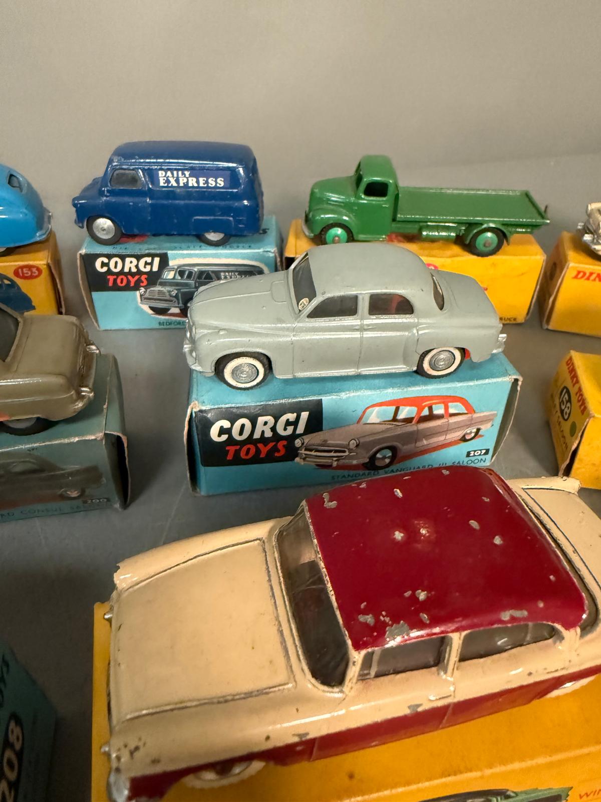 A selection of boxed playworn vintage Dinky and Corgi die-cast model ...