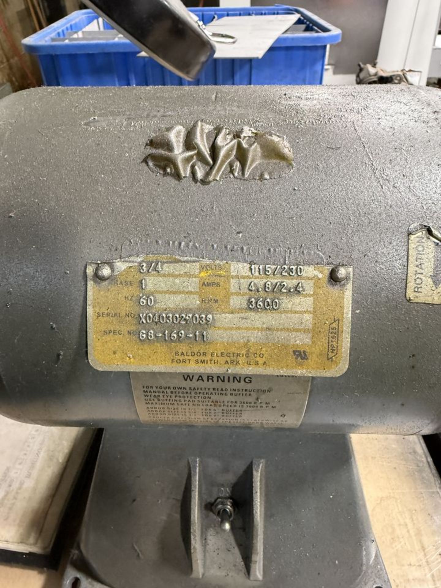 Baldor 3/4 HP Model 333B Heavy-Duty Double End Industrial Buffer ...