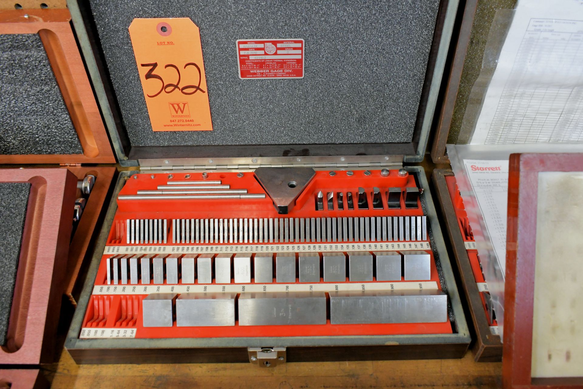 Webber 81-Piece Model SS81A1X Grade 0 Steel Gage Block Set, S/N: 62310. ...