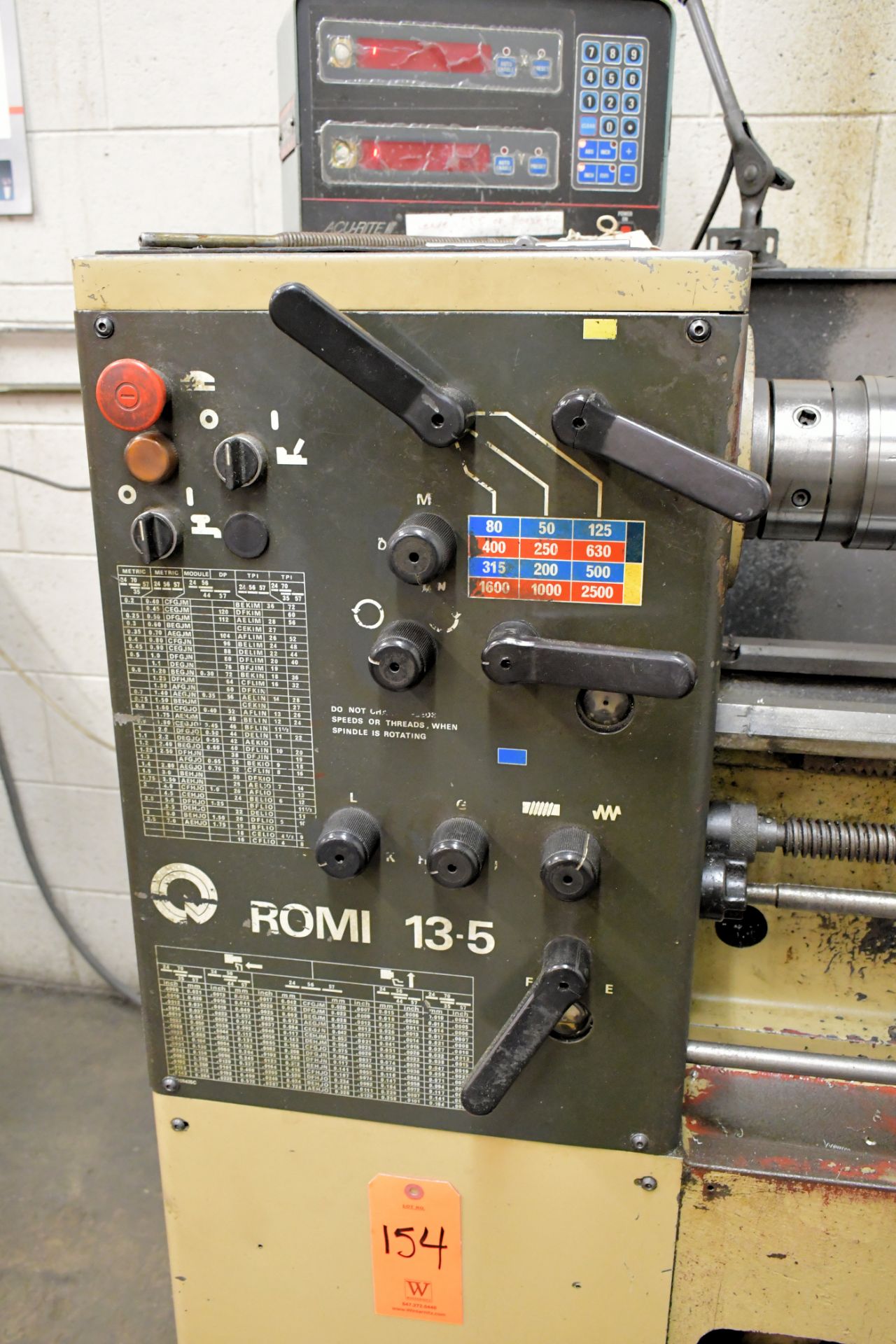 Bridgeport Romi 13-5 Engine Lathe, S/N: 34786; with Accu-Rite III 2 ...