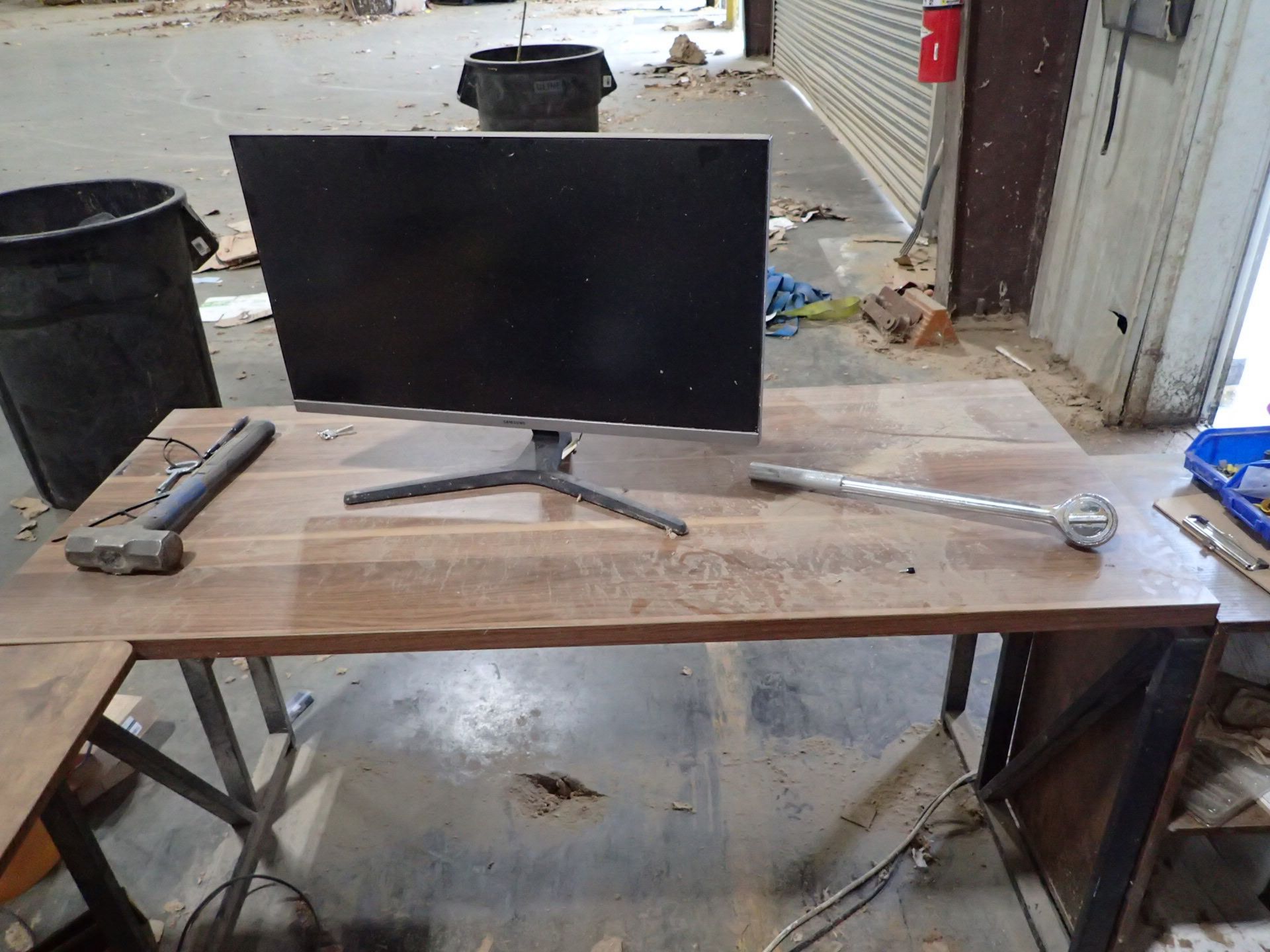 Lot - Warehouse Office Desks and Equipment; to Include: (2) Monitors ...