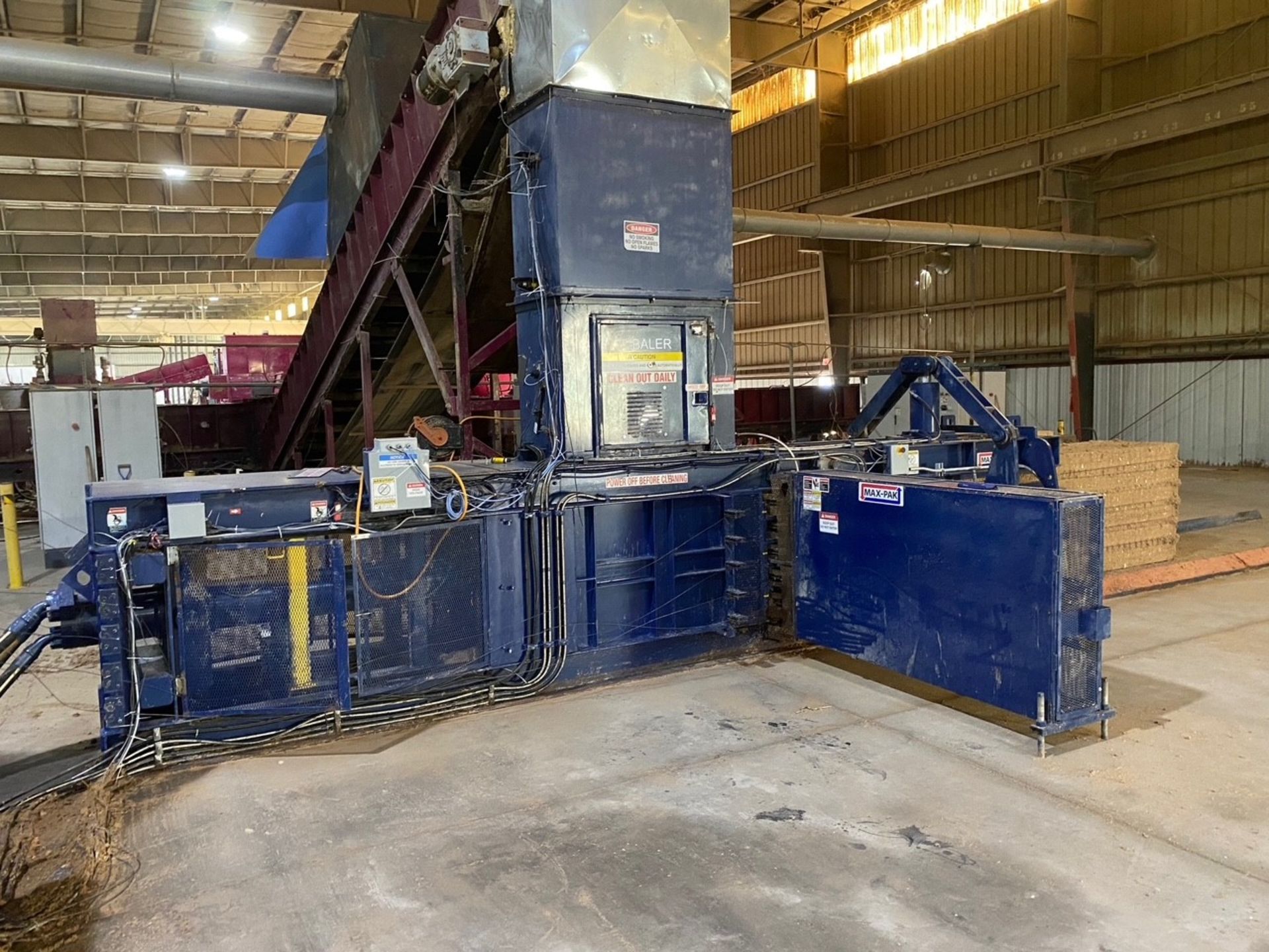 Max-Pak 75-HP Model HOE2850-759AR Horizontal Open End Baler, S/N ...
