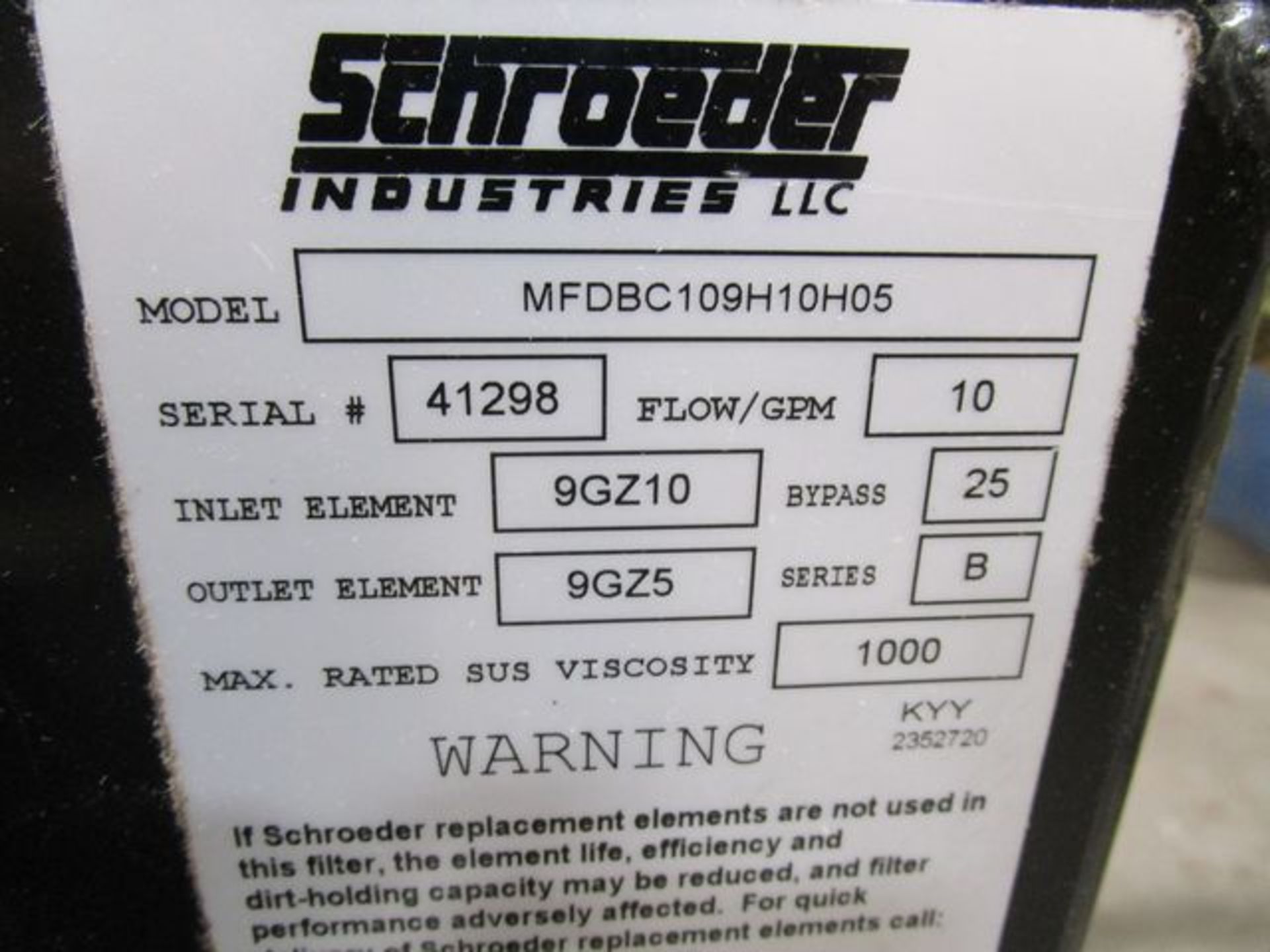 Schroeder Industries Model MFDBC109H10H05 Portable Fluid Transfer Unit ...