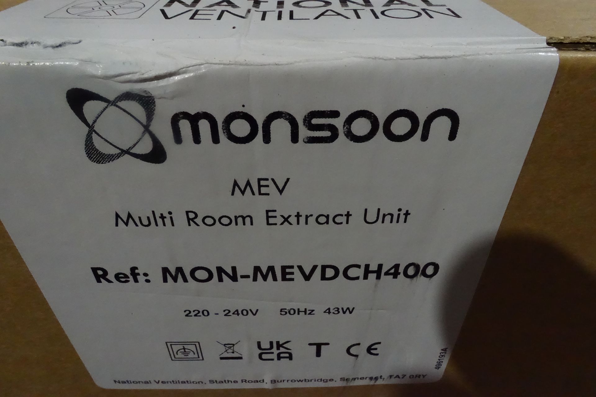 1 x MONSOON MON-MEVDCH400 Multi Room Extract Unit