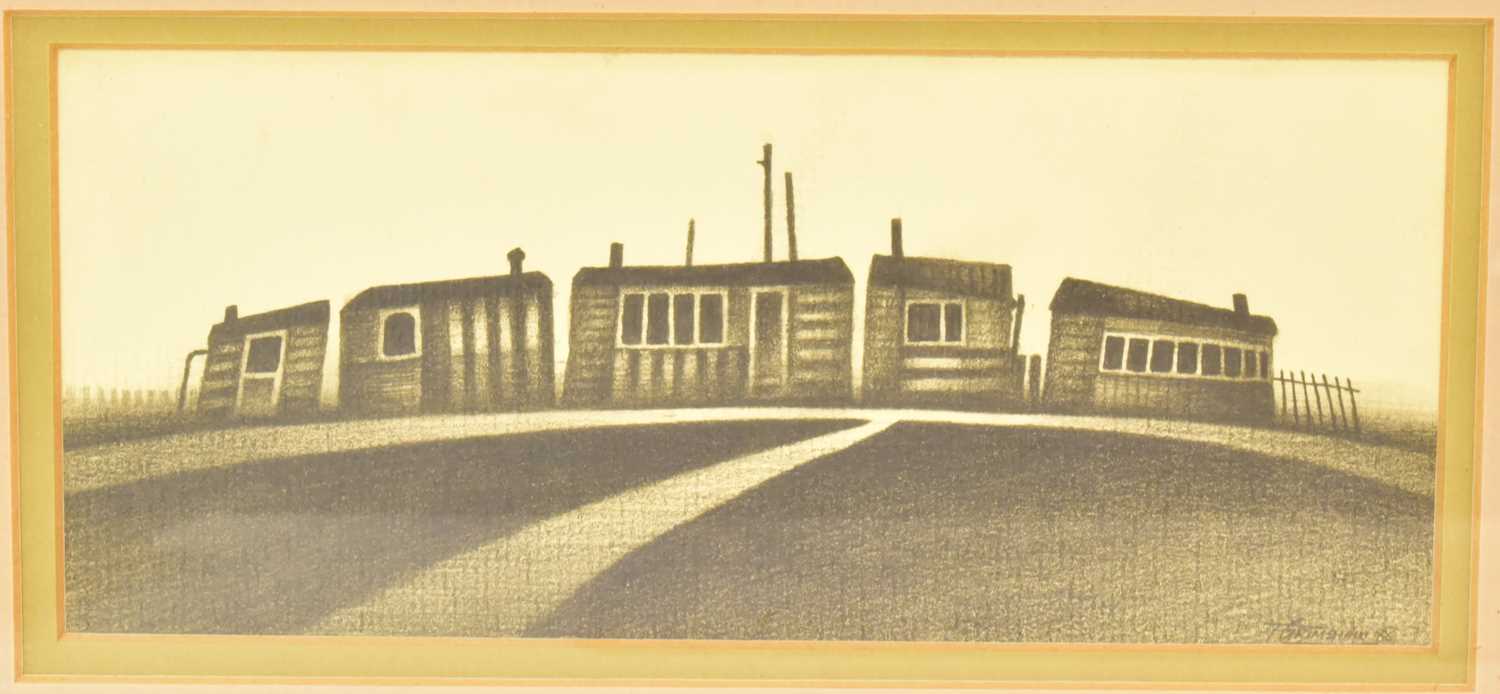 TREVOR GRIMSHAW (1947-2001); pencil and graphite, 'Allotment Buildings ...