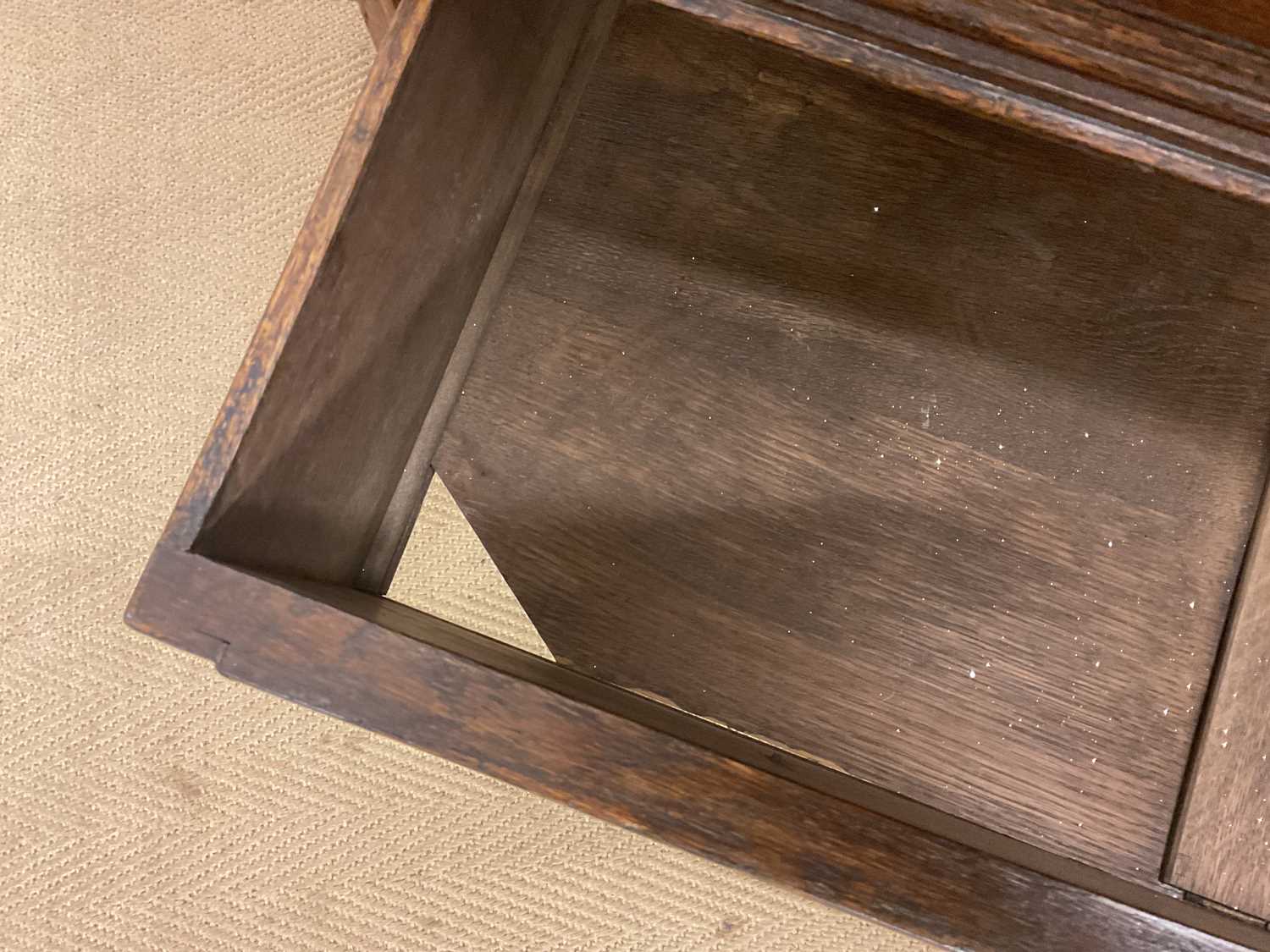 An oak four drawer chest of drawers, with metal loop handles, height ...