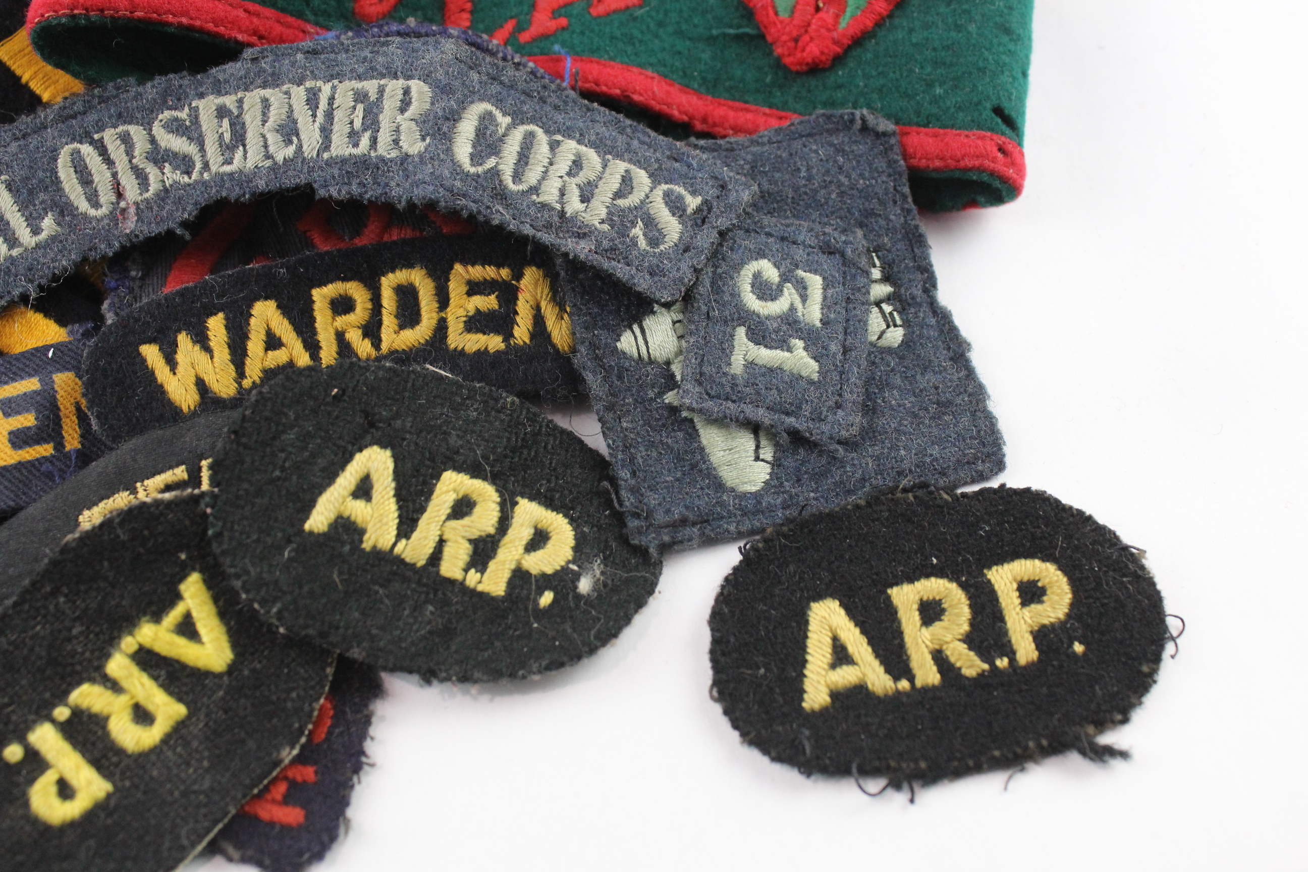 WW2 Home Front Cloth Badges Armbands Inc Women's Land Army, ARP, Etc ...