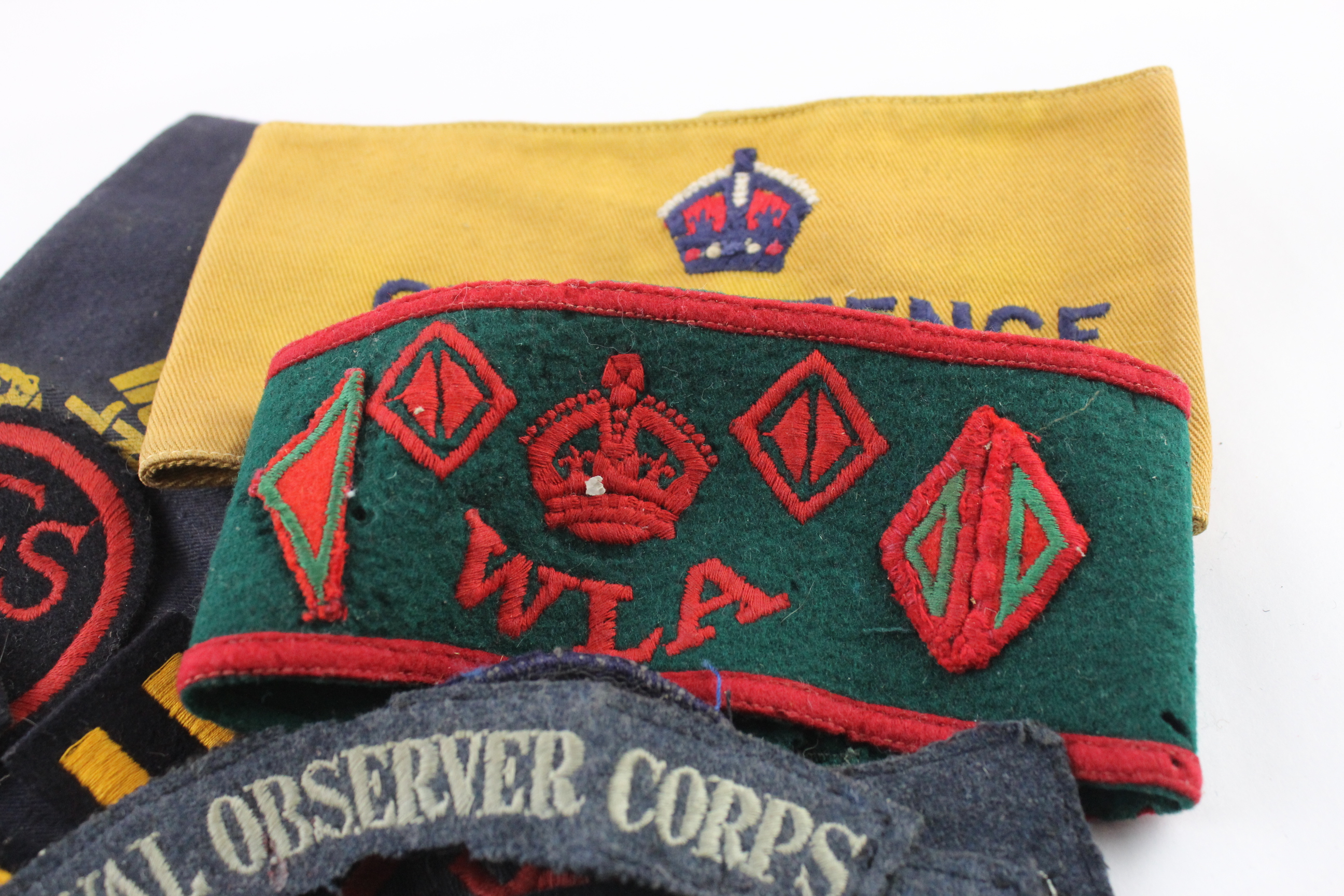 WW2 Home Front Cloth Badges Armbands Inc Women's Land Army, ARP, Etc ...