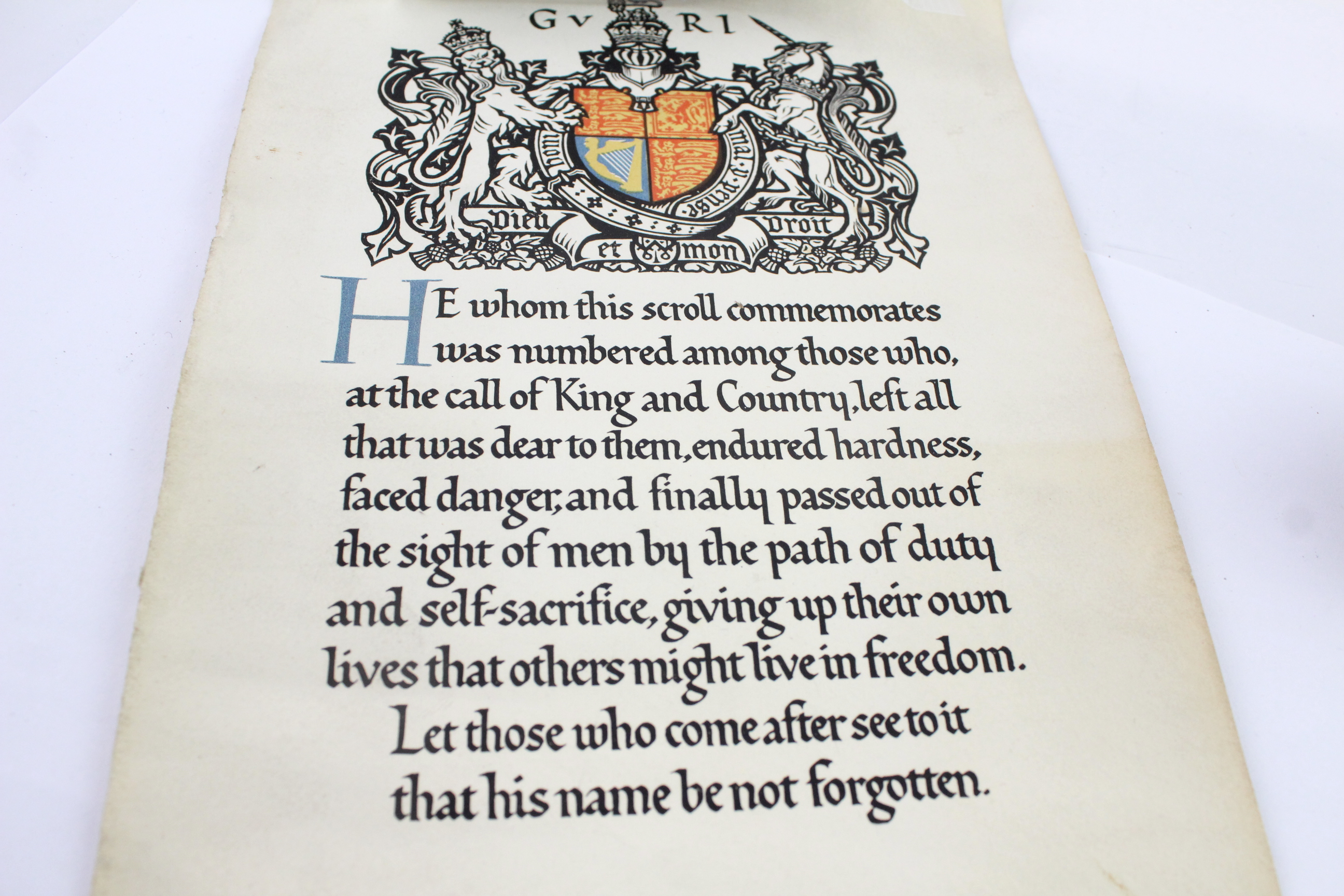 WW1 Casualty Scroll Tube & Buckingham Palace Letter-Pte Walter Coward ...