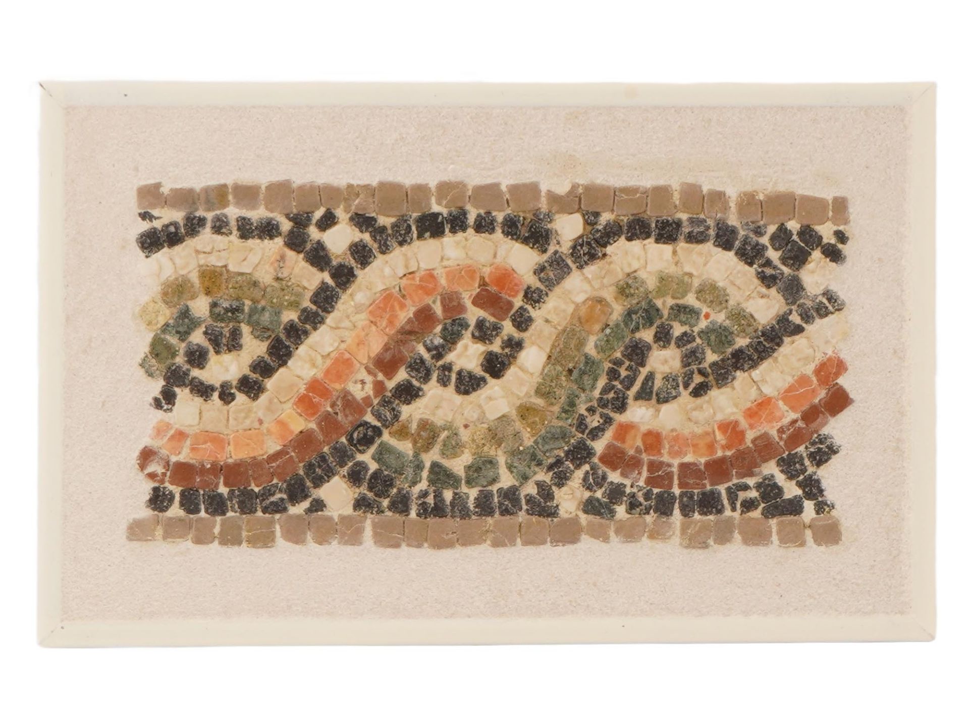 An ancient Roman mosaic fragment, showcasing a depiction of a Roman ...