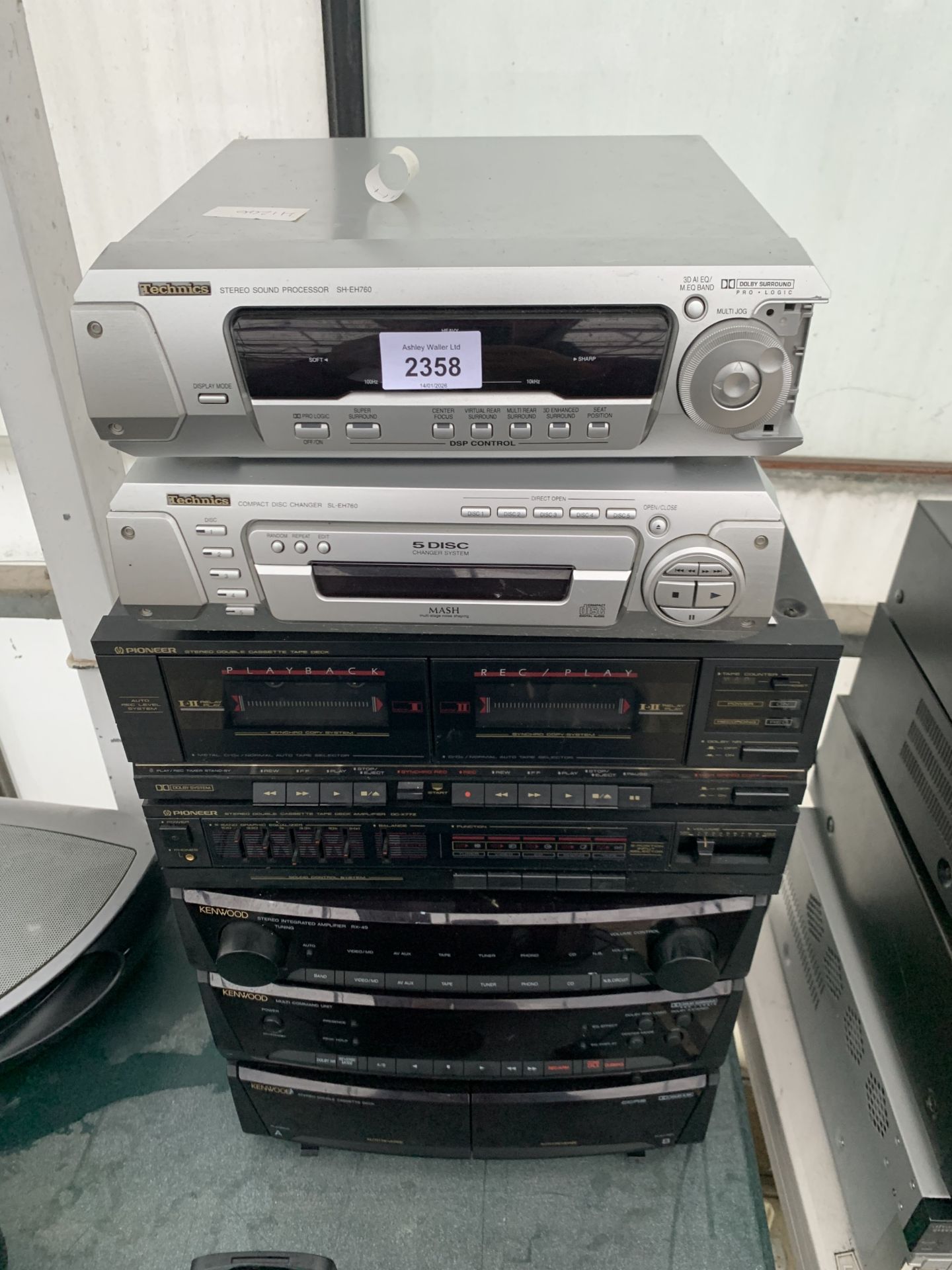 AN ASSORTMENT OF STEREO STACKING ITEMS TO INCLUDE TECHNICS, KENWOOD AND ...