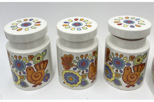 A collection of Lord Nelson 'Gaytime' pottery including storage jars ...