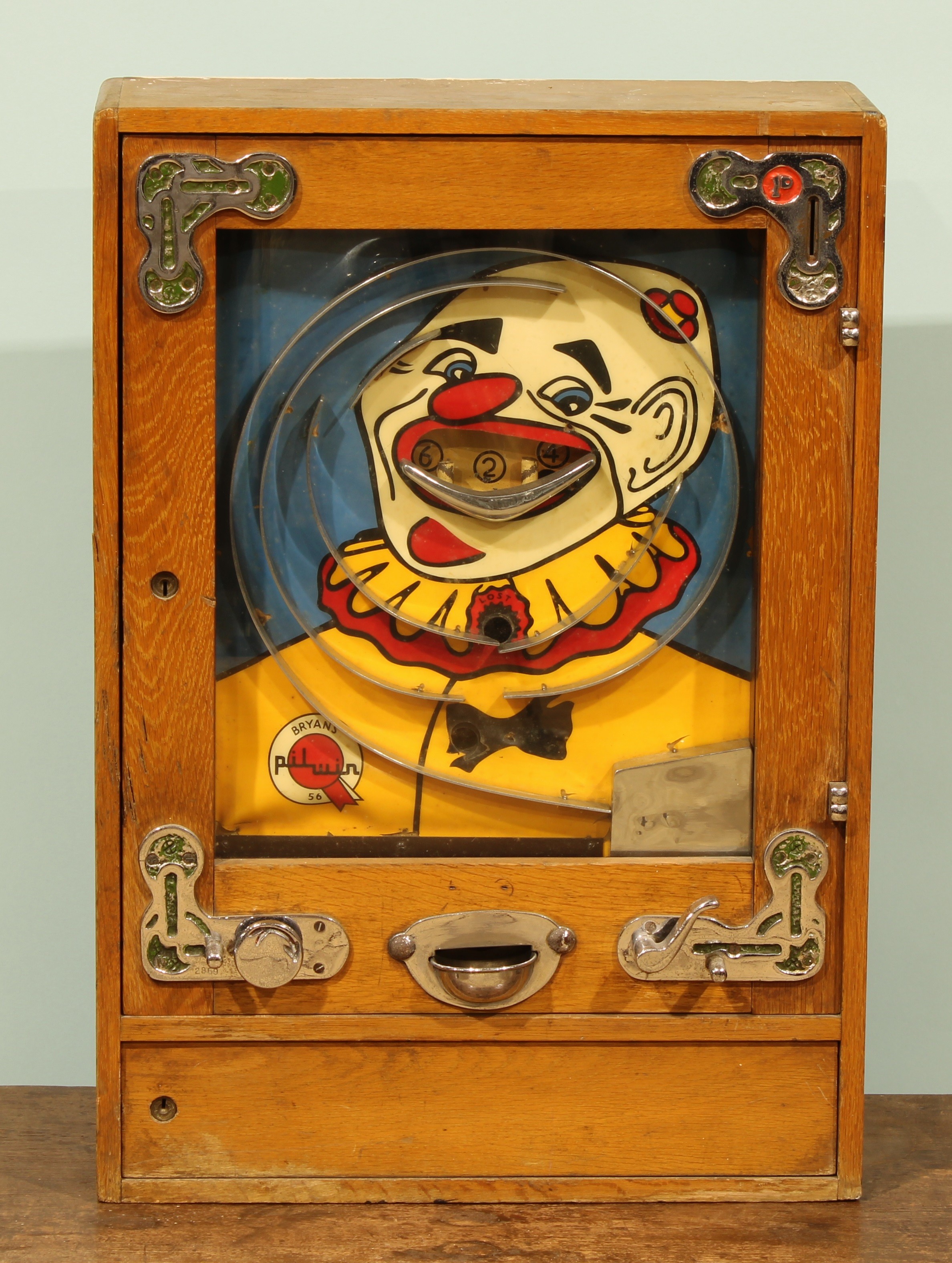 Vintage Arcade - a Bryans Pilwin clown penny slot pinball machine, the ...