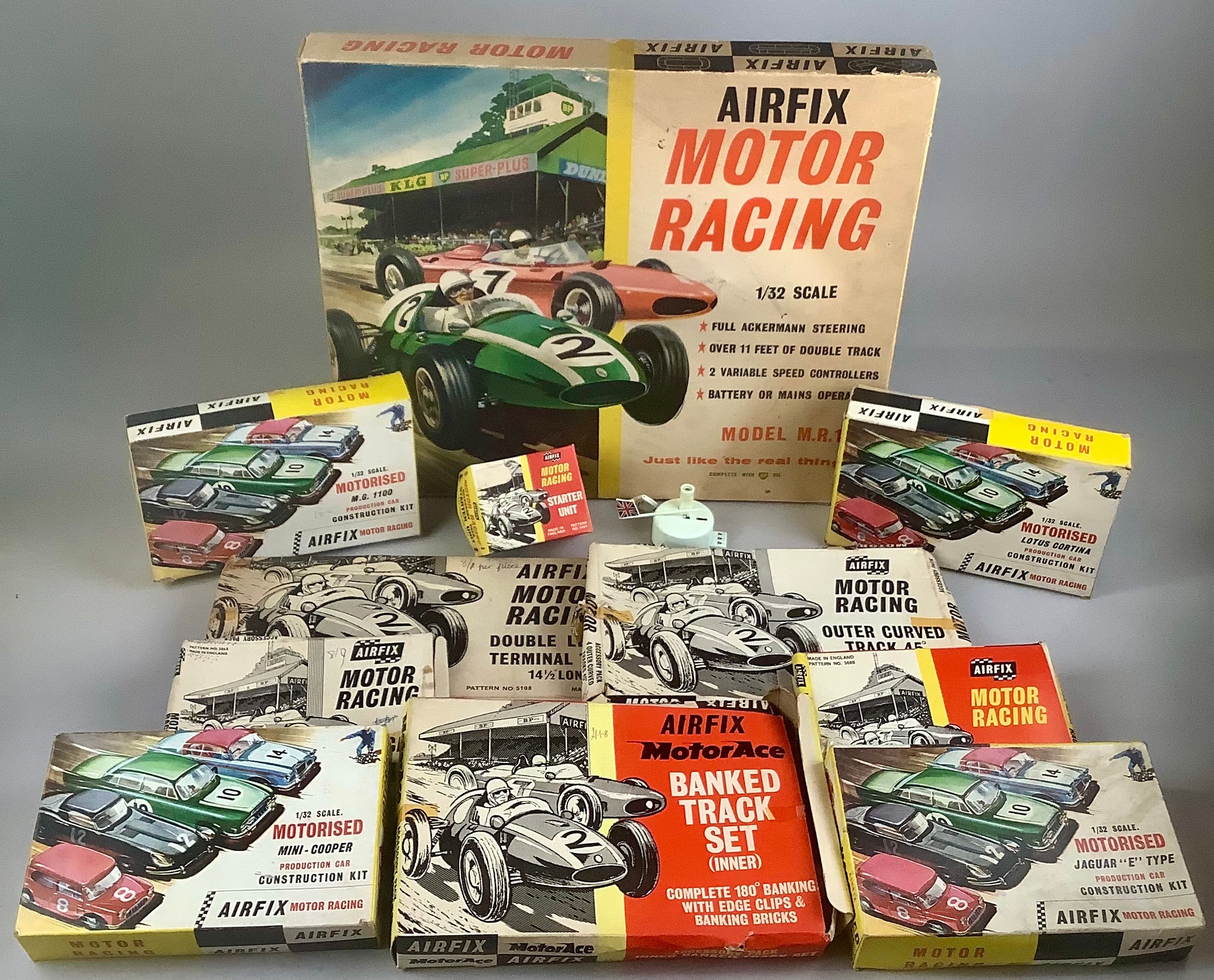 An Airfix Motor Racing Model M.R.11 1:32 scale racing set, boxed; other ...