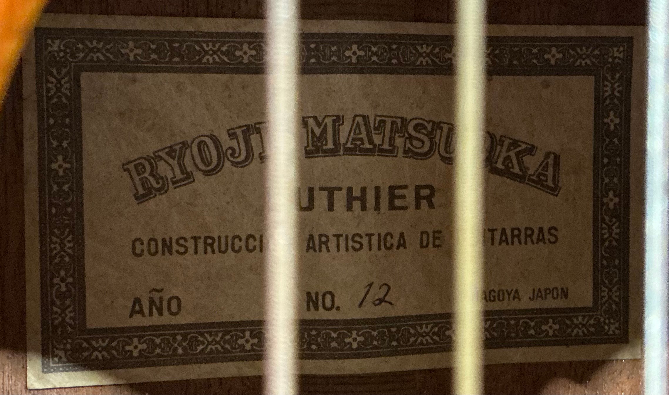 A Japanese Luthier acoustic guitar by Ryoji Matsuoka, paper label model ...
