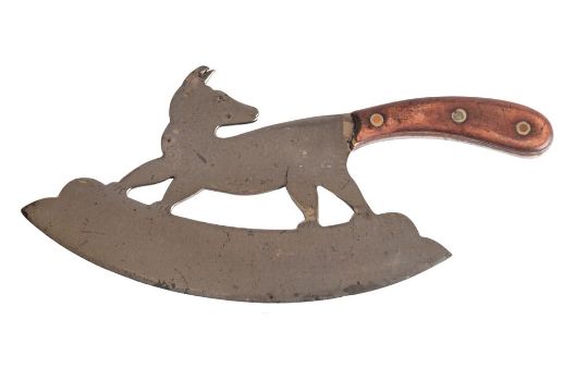 A Victorian steel herb chopper in the form of a fox, second half 19th ...