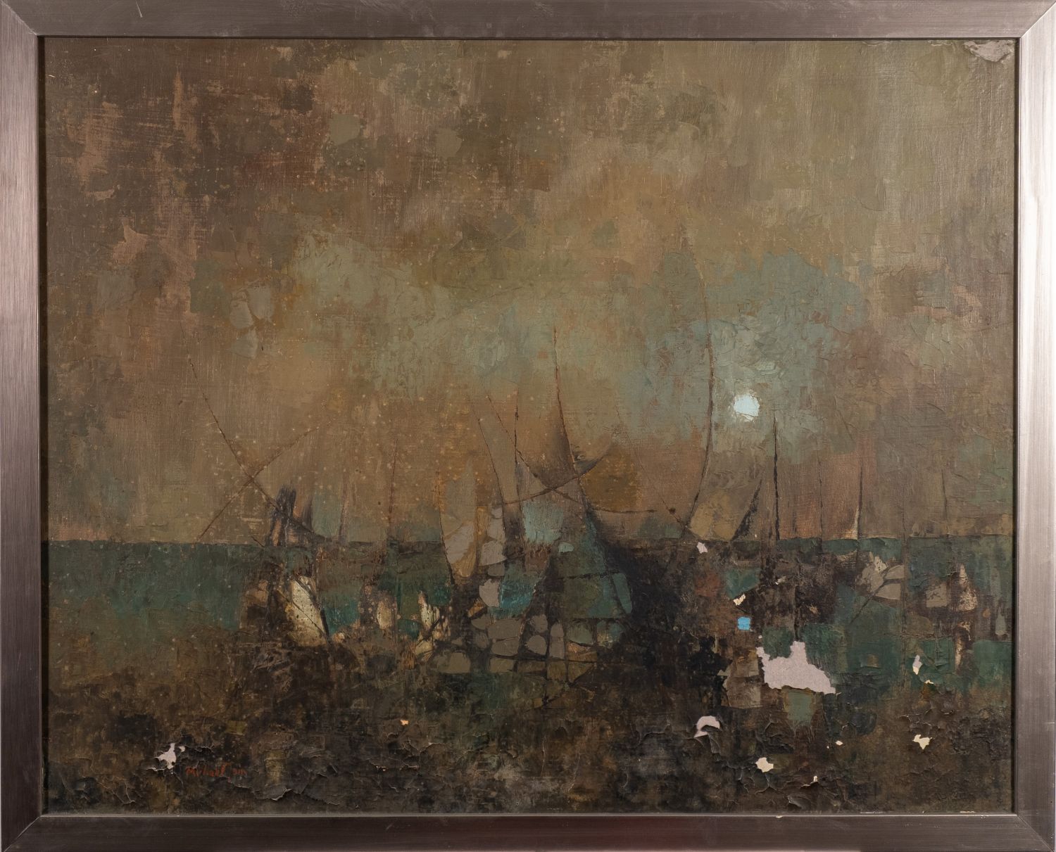 * Michael Tain (Scottish, b 1927) - 'Landscape and sea' - Oil on board ...