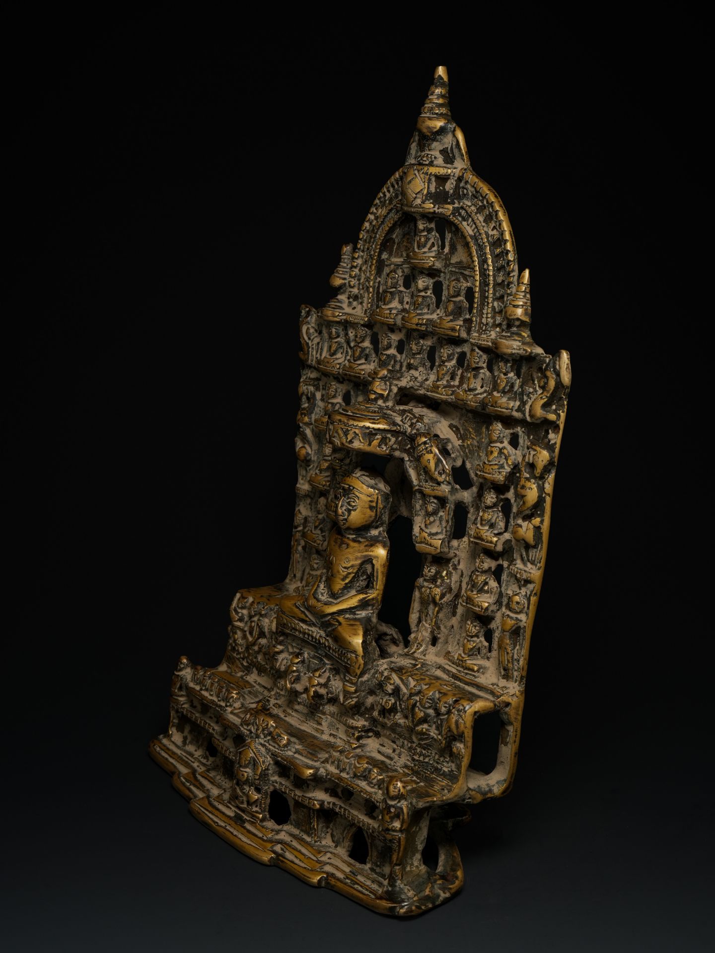 An Indian bronze Jain Chovisi shrine, cast in high relief and ...