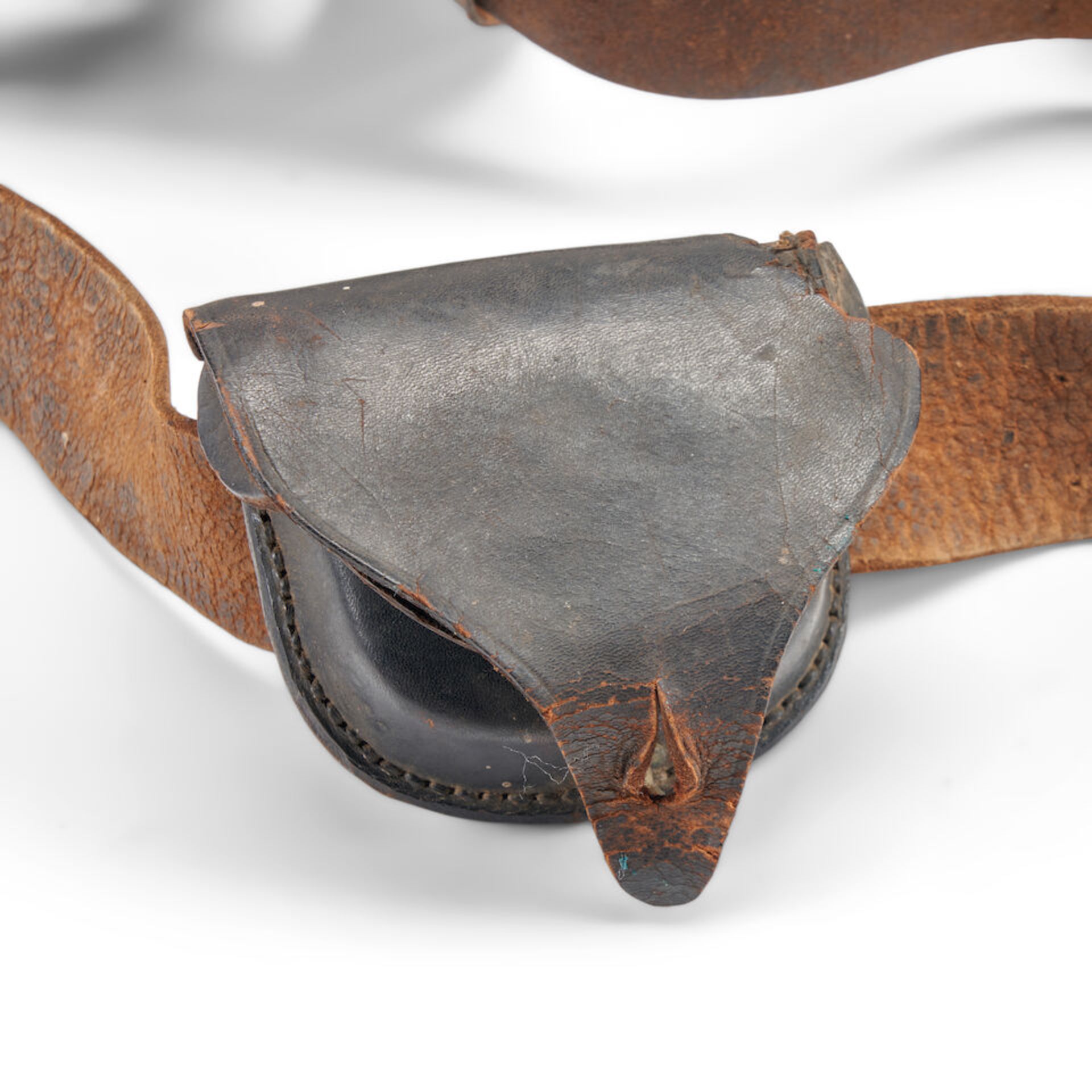 AN INSCRIBED SOUTHERN BELT WITH BAYONET SCABBARD, CAP POUCH AND FORKED ...