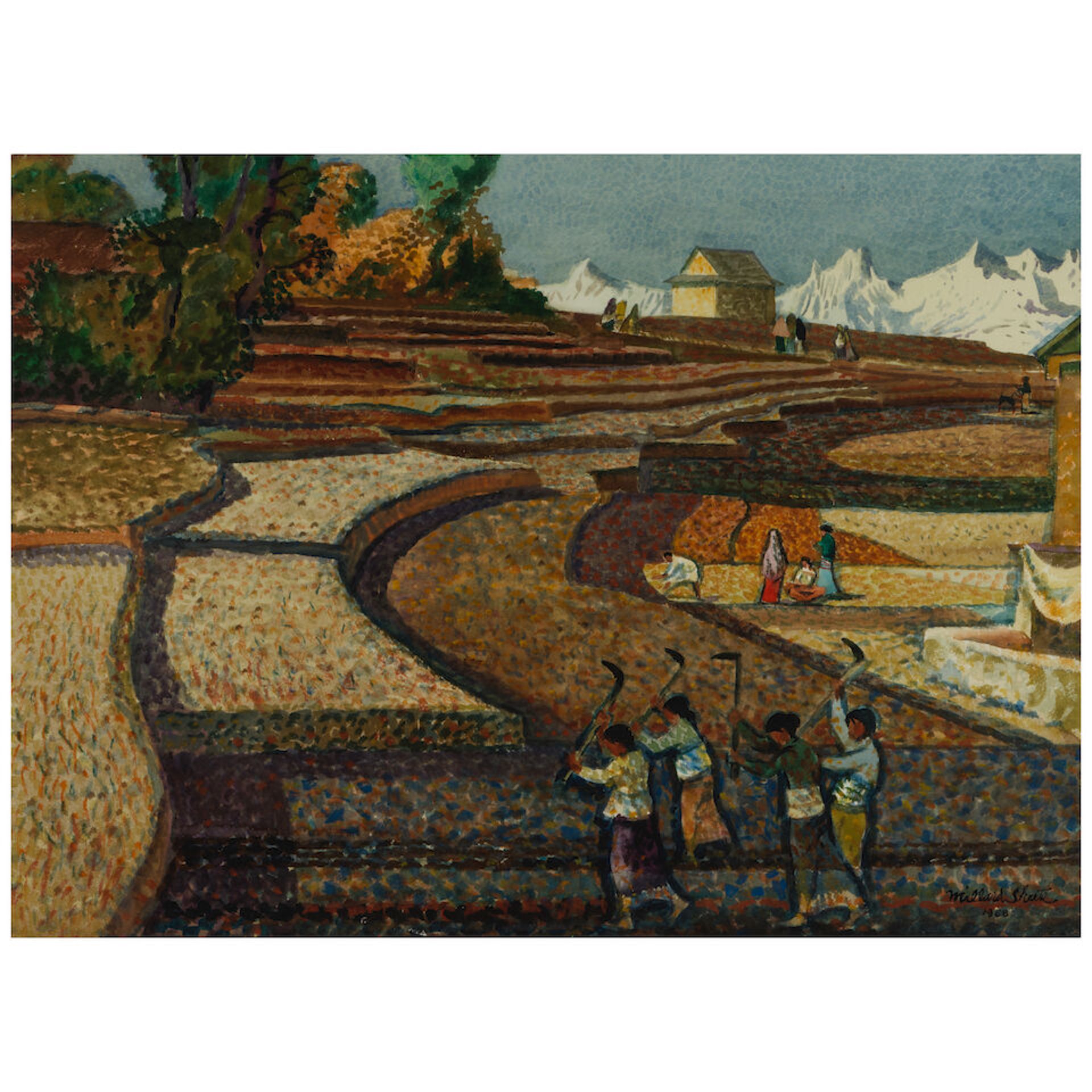 Millard Sheets (1907-1989) Harvest Scene in Nepal signed and dated ...