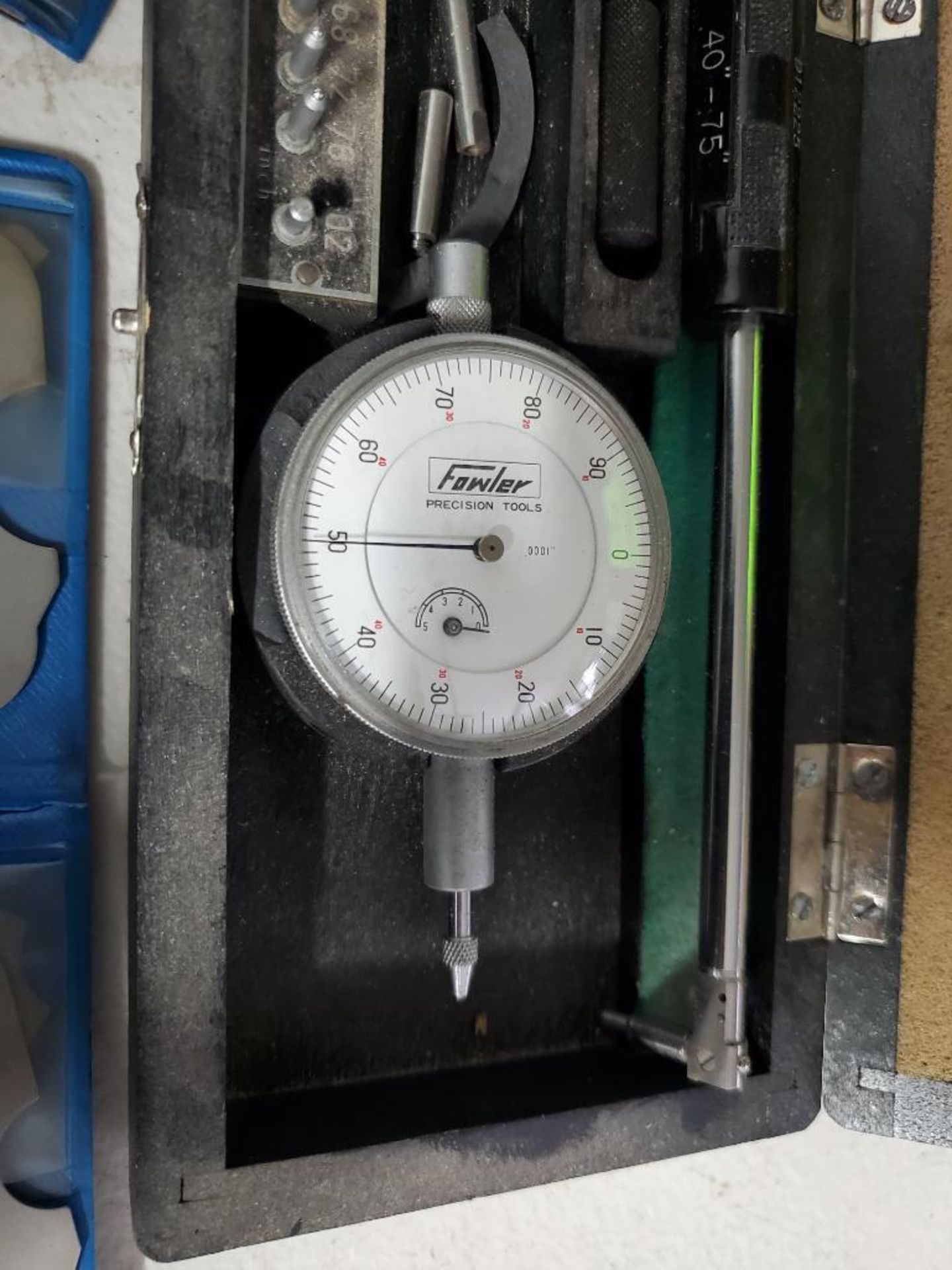 Assorted shim feeler gauges and Enco indicator.
