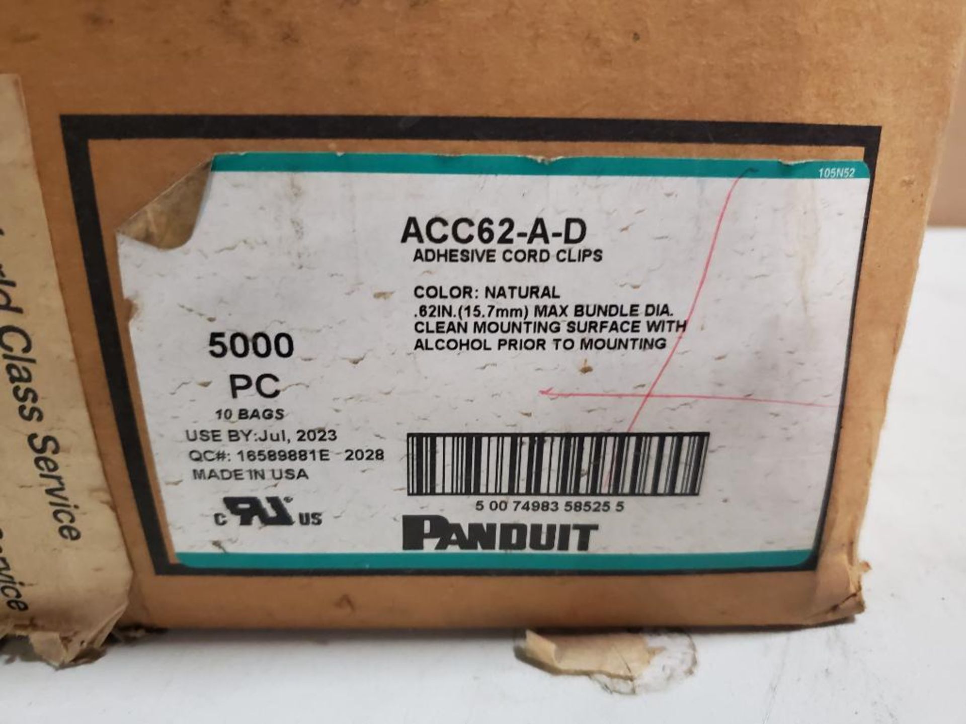 Qty 5000 - Panduit adhesive cord clips. 10 bags of 500.