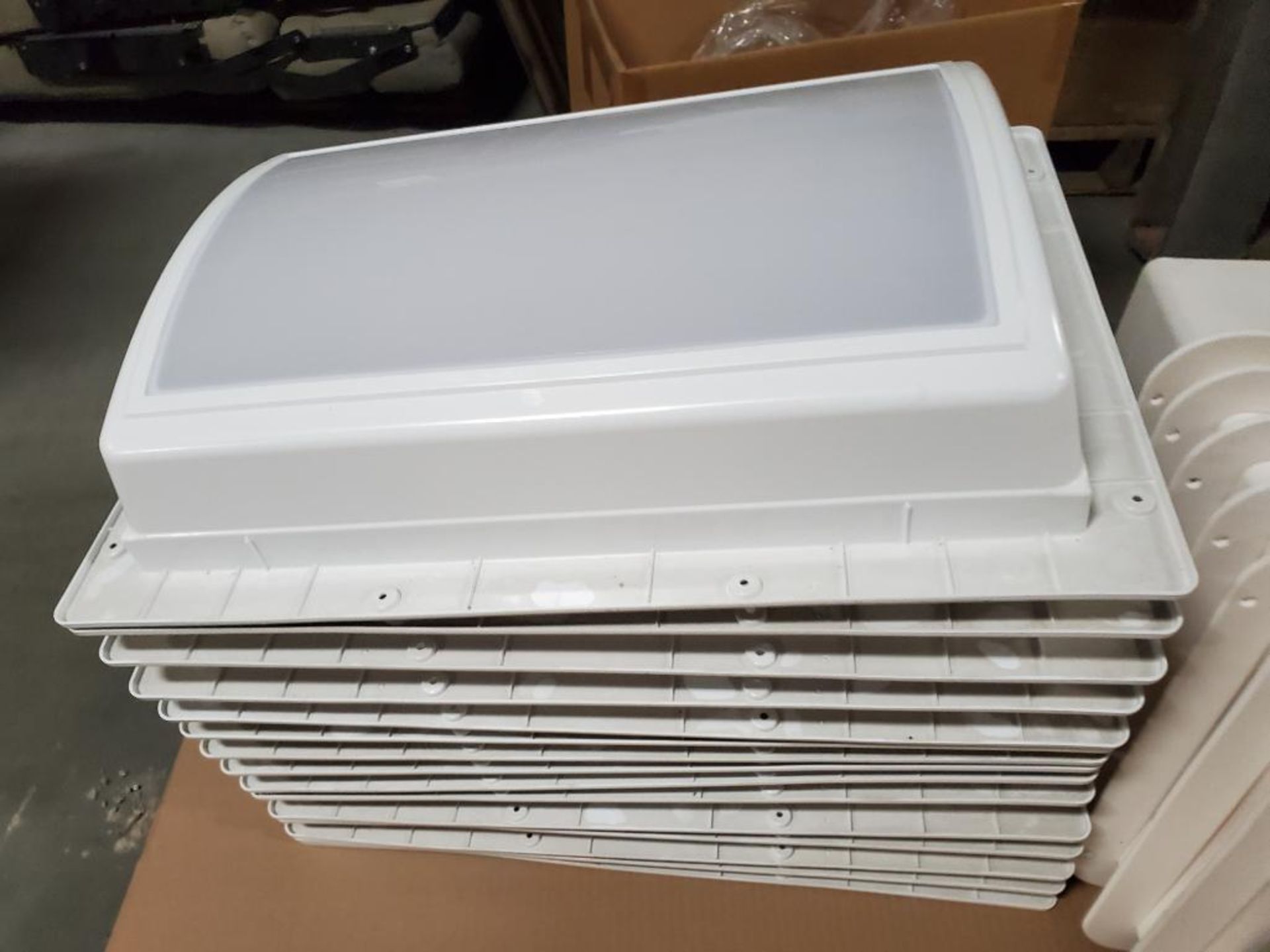 Assorted skylights and plastic covers.