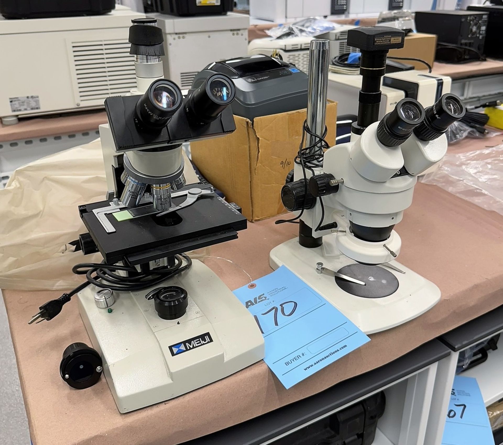 Lot Of (2) Microscopes. With (1) Meiji Techno ML5000, (1) Amscope ...
