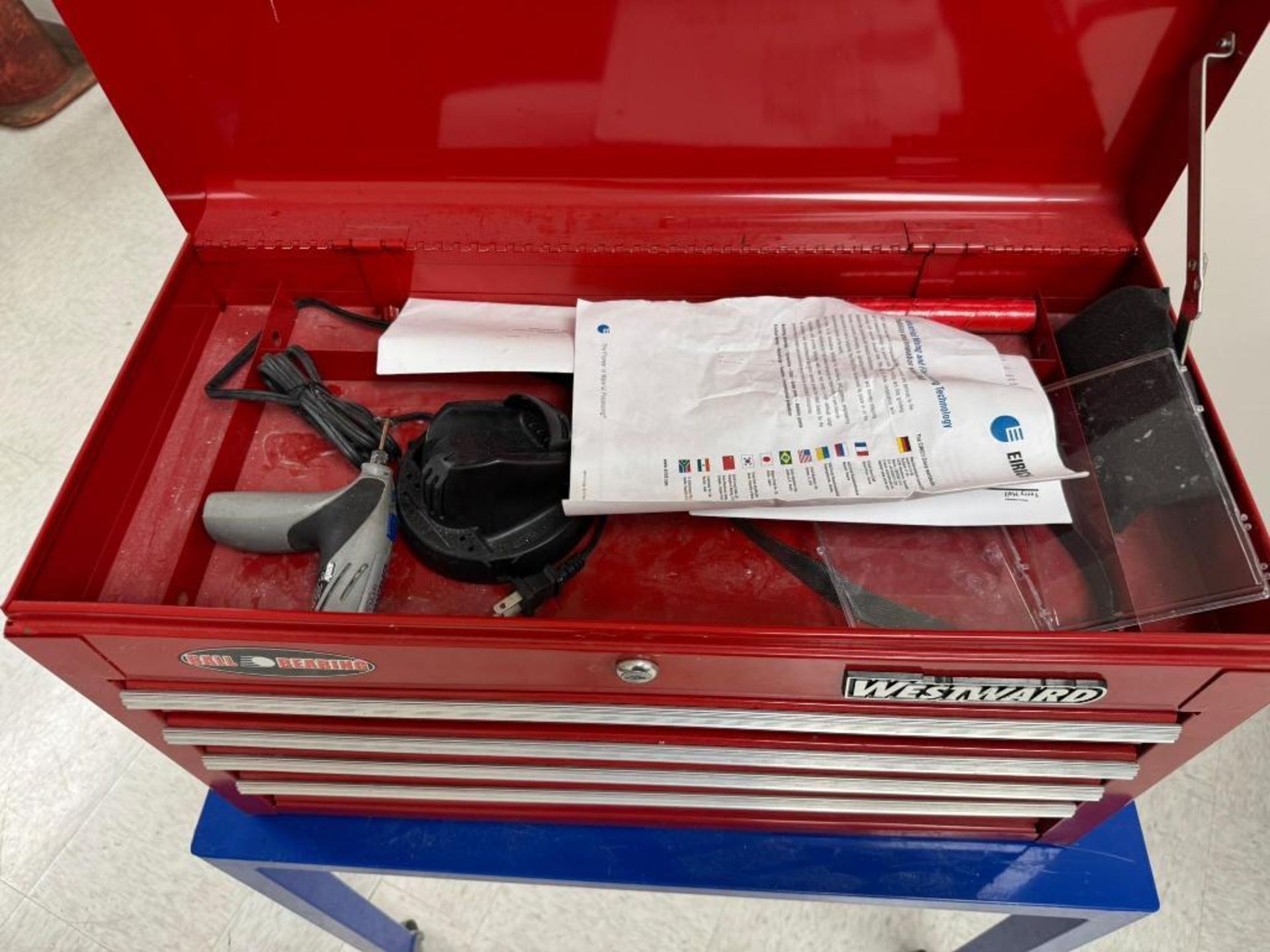 Westward 4 Drawer Tool Chest. With portable table & assorted tools.