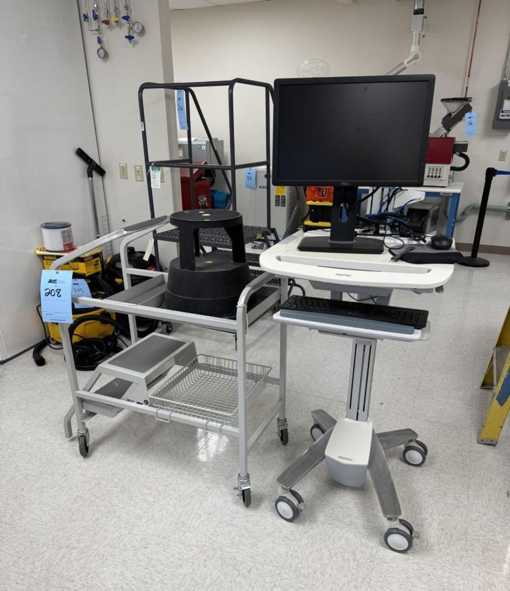 Lot Consisting Of: (1) Labconco stockroom cart, (1) round step stool ...