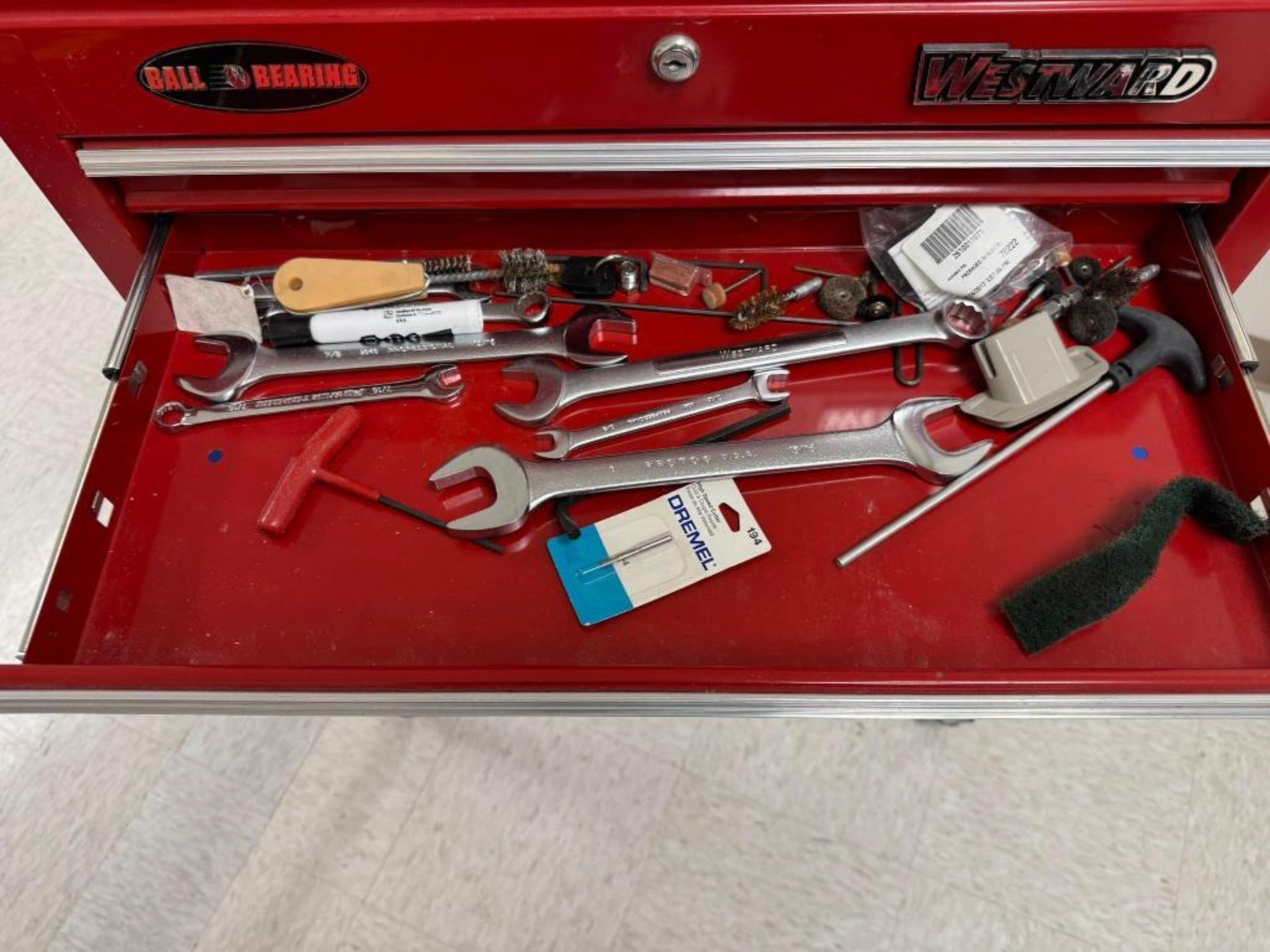 Westward 4 Drawer Tool Chest. With portable table & assorted tools.