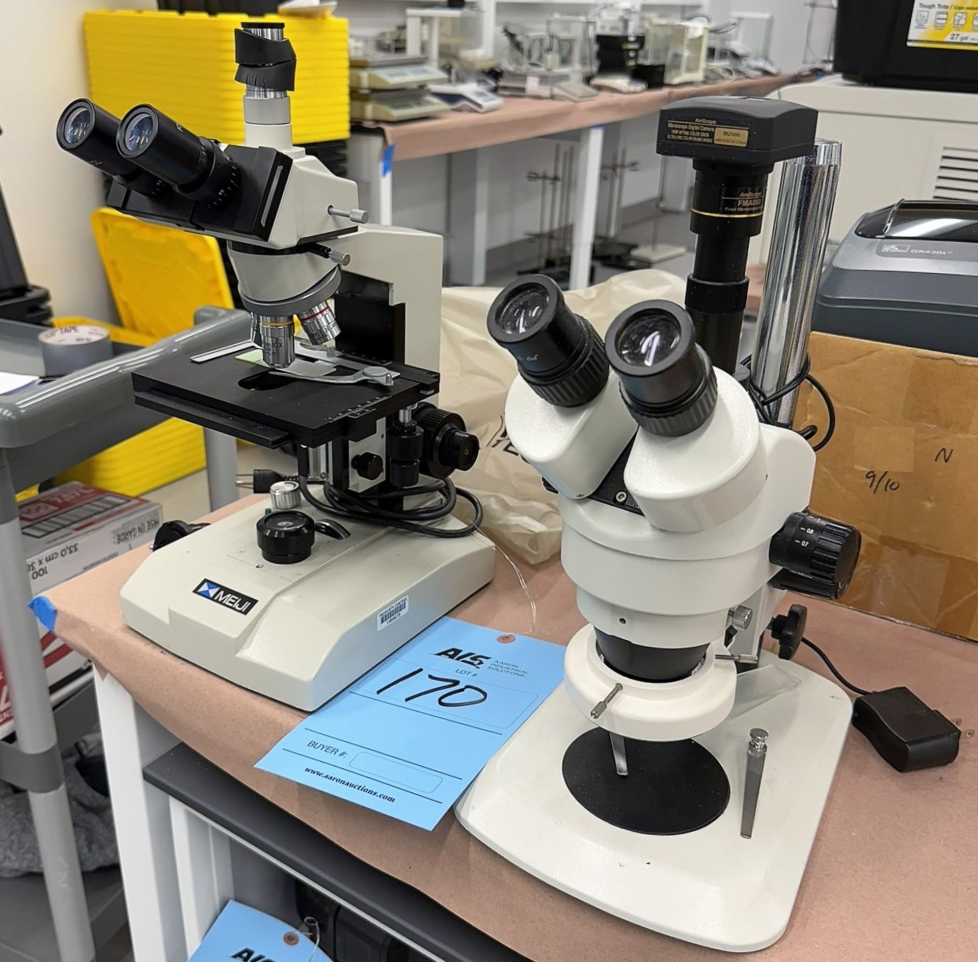Lot Of (2) Microscopes. With (1) Meiji Techno ML5000, (1) Amscope ...