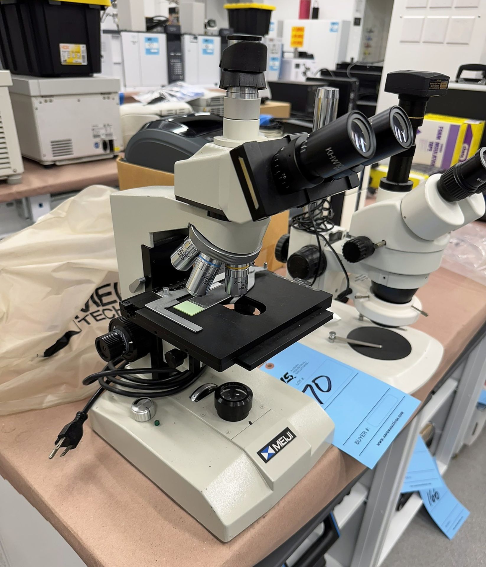 Lot Of (2) Microscopes. With (1) Meiji Techno ML5000, (1) Amscope ...