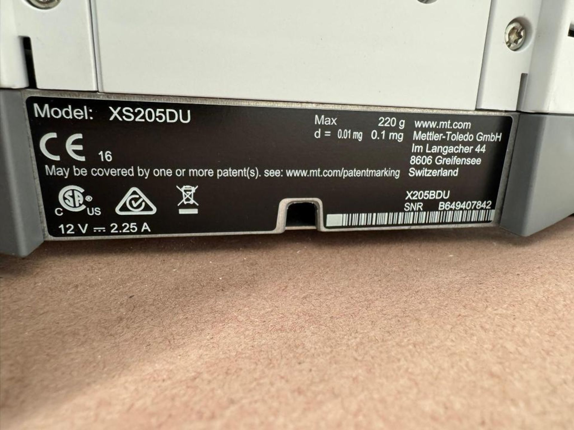 Lot Consisting Of: (1) Mettler Toledo XS205DU Semi-Micro Balance ...